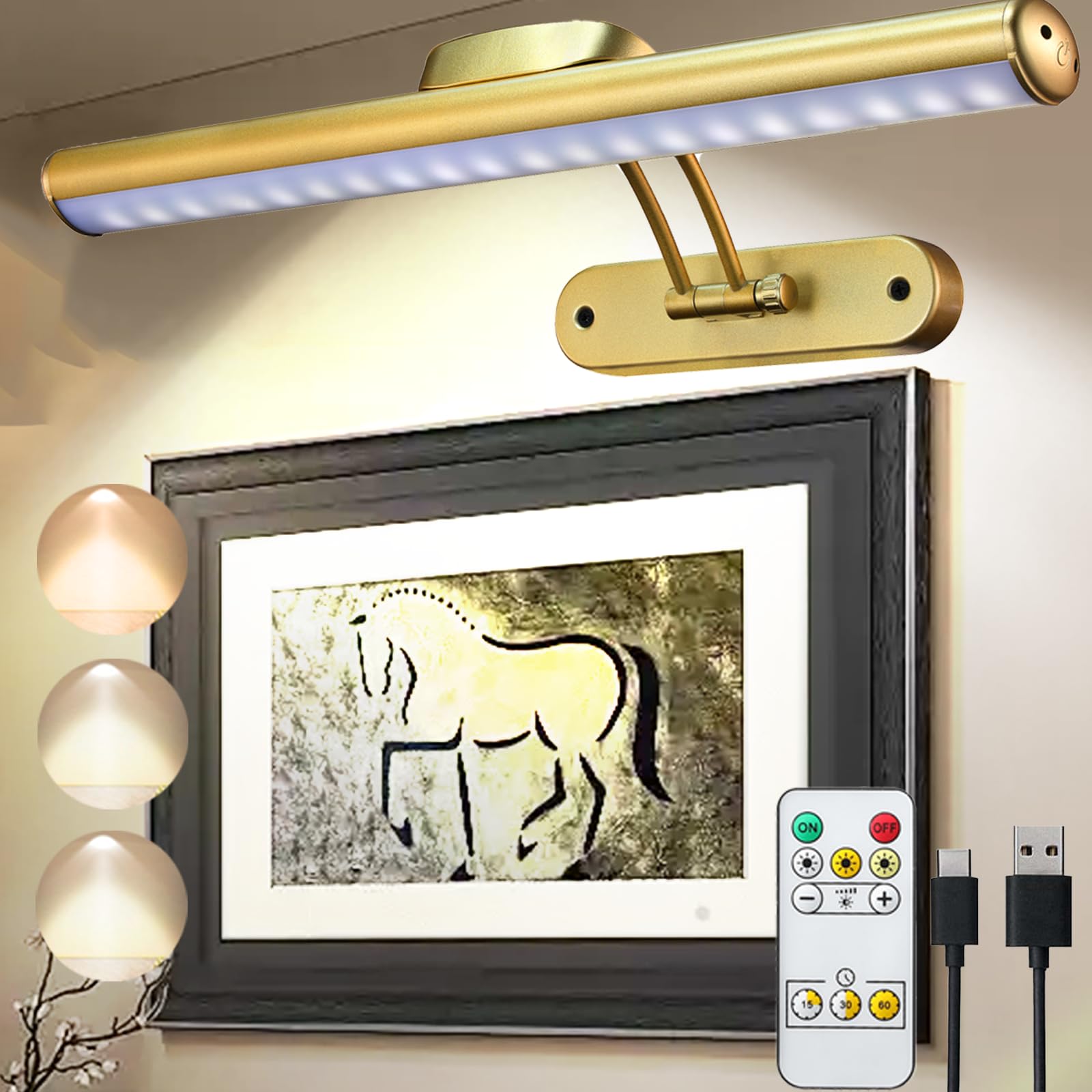 MIOBLUE Rechargeable Picture Light with Remote, Wireless Battery Art ...