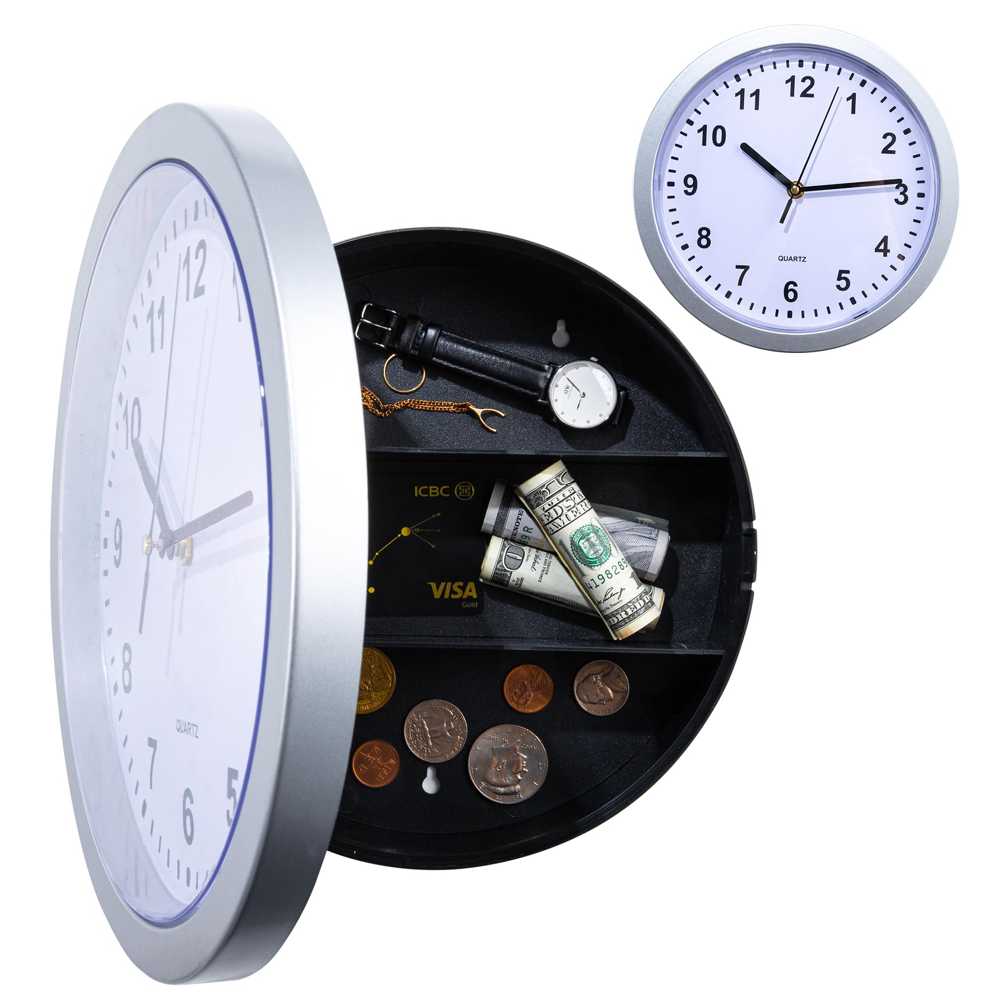 Livebe Wall Clock Diversion Safe,10 Inch Wall Clock with Hidden Safe ...