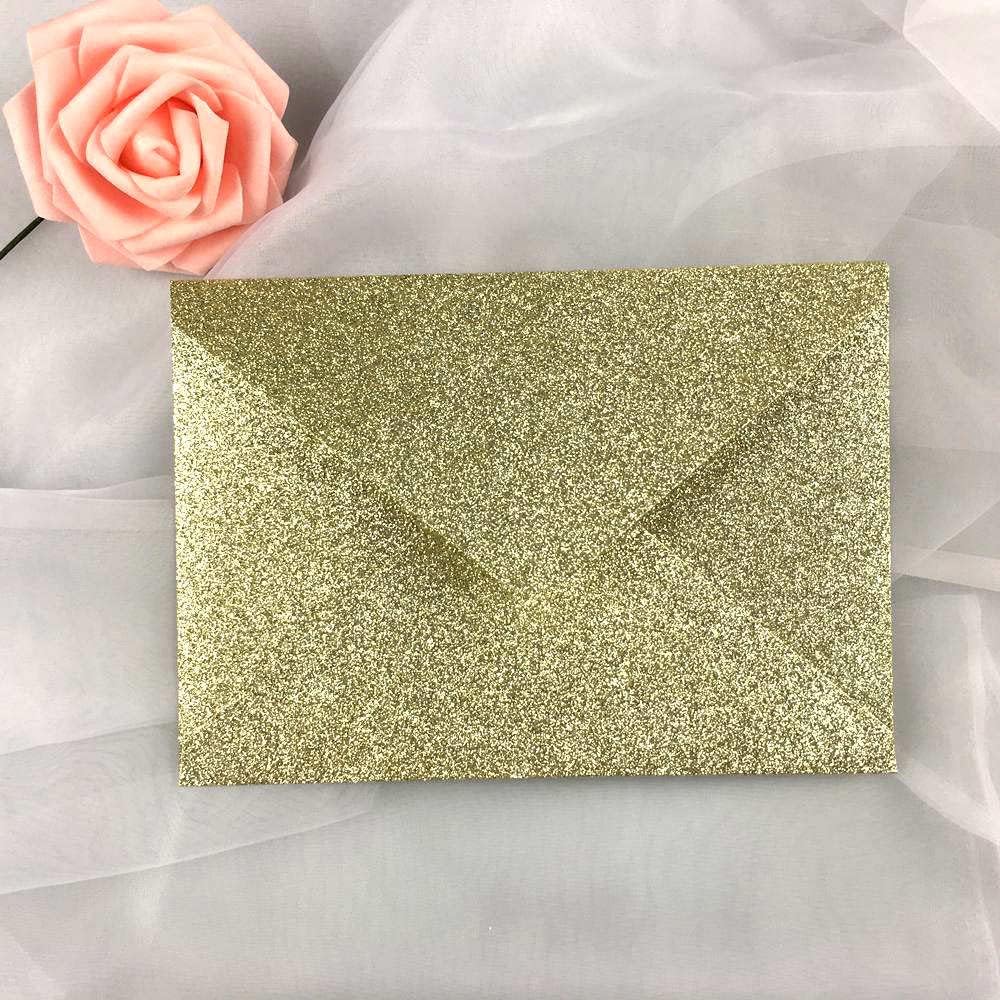 Lucky Star 25 PCS A7 Light Gold Sparkle Glitter Envelopes,5.35 x 7.7 ...