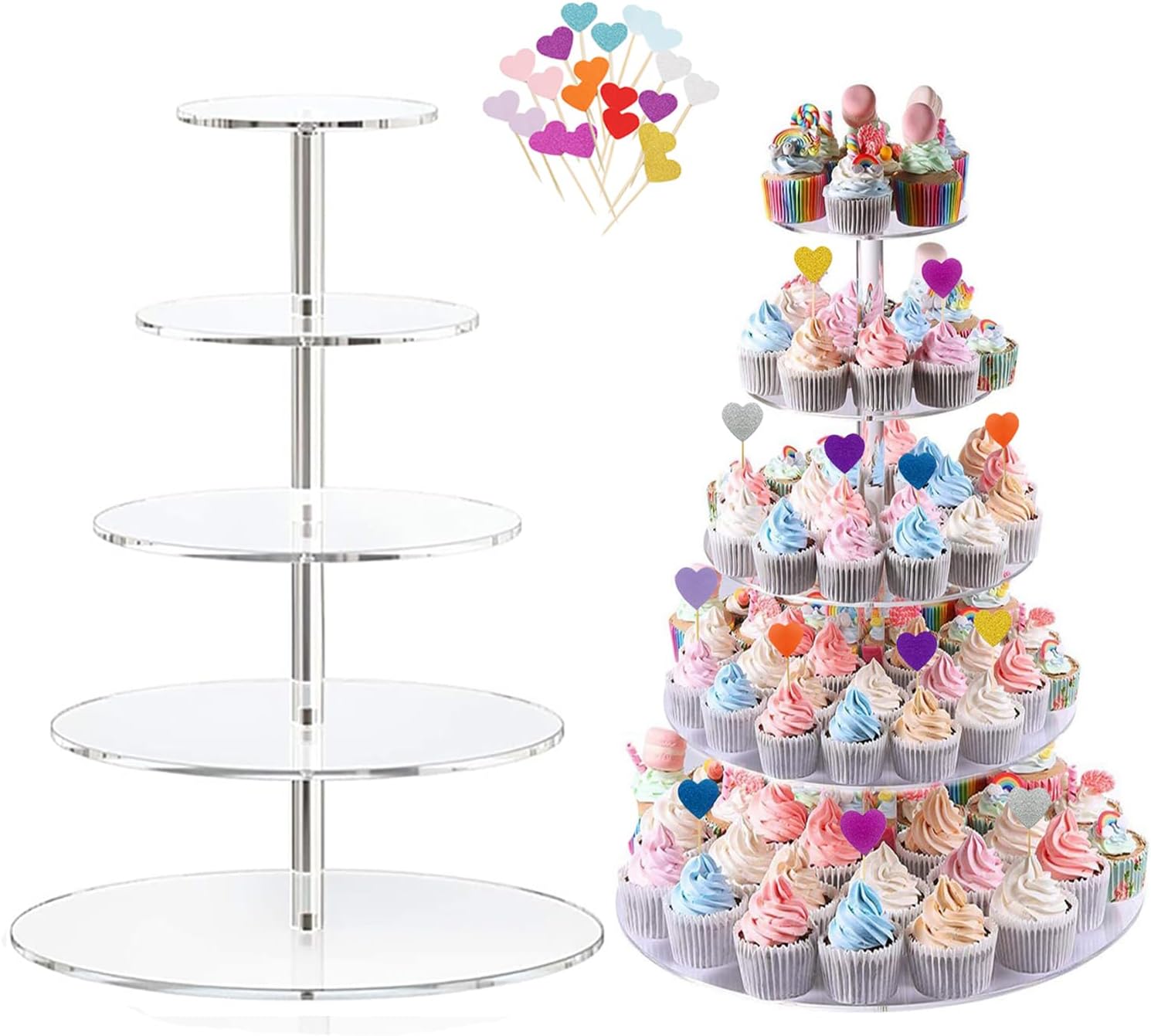 Acrylic Cupcake Display Stand, 4 Tier Square Cupcake Tower Display ...