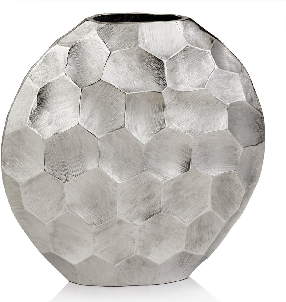 Amazon.com: Modern Day Accents 3616 Facetado Round Silver Vase, Vase ...