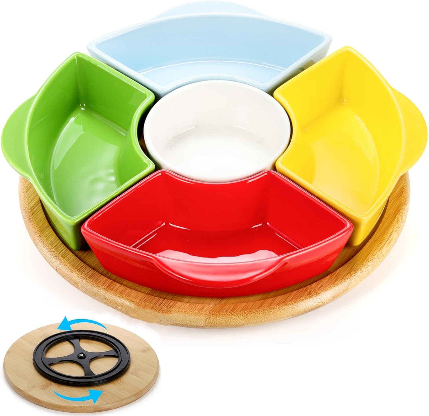 Amazon.com | Lyellfe Porcelain Divided Serving Dish Lazy Susan, 11 Inch ...