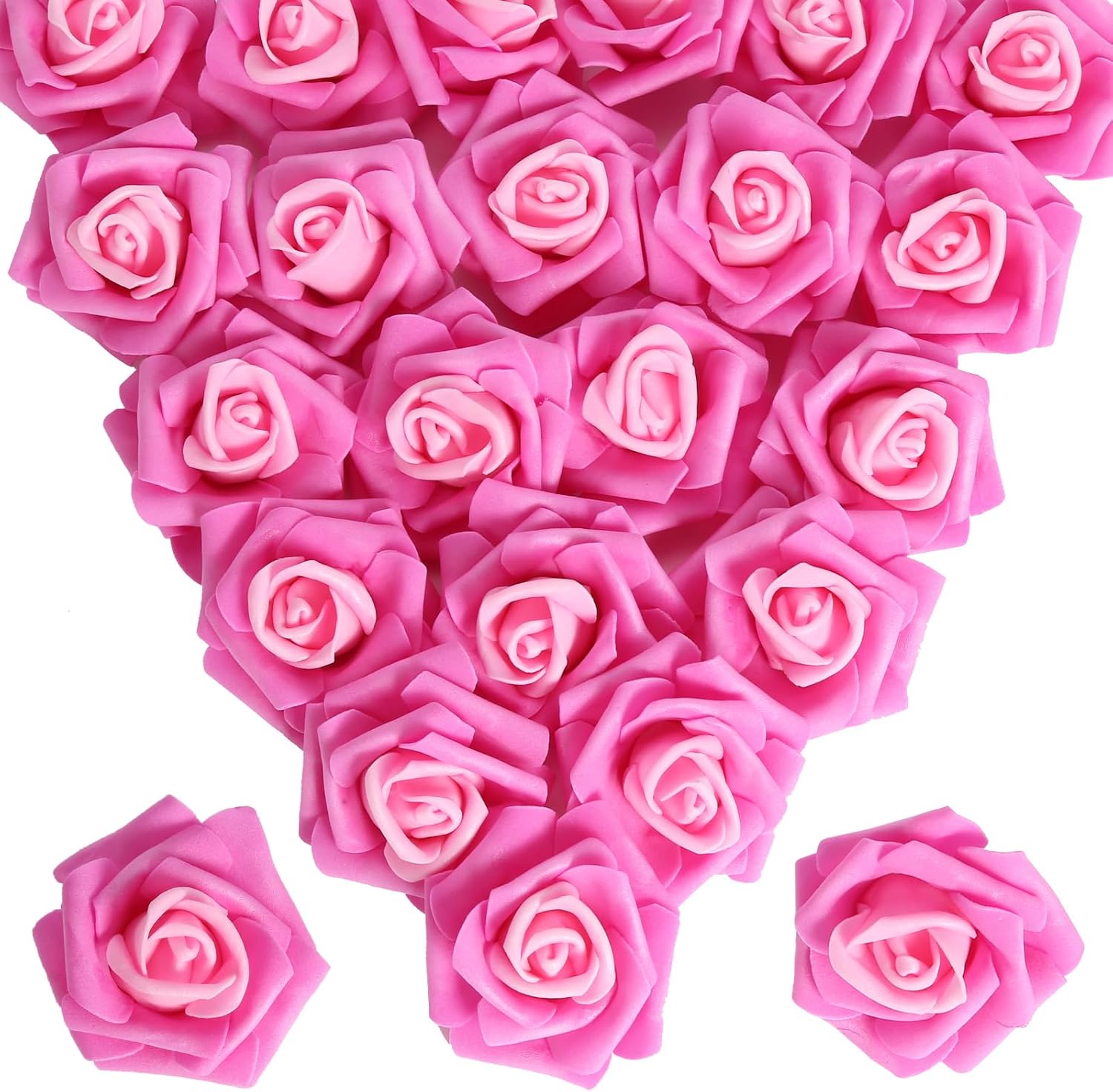 Amazon.com: ICBOX Hot Pink Roses 100pcs Pink Roses Artificial Flowers ...