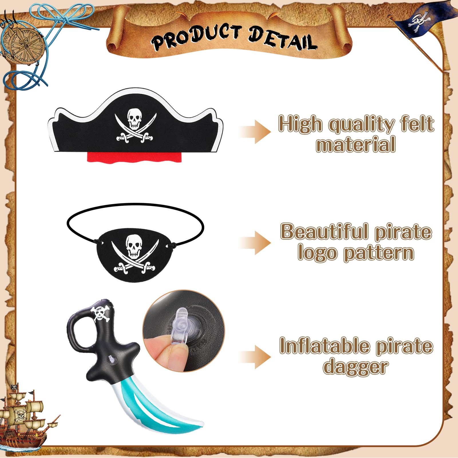Radsocken 18pcs Children’s Pirate Costumes,Kids Pirate Costumes Pirate ...
