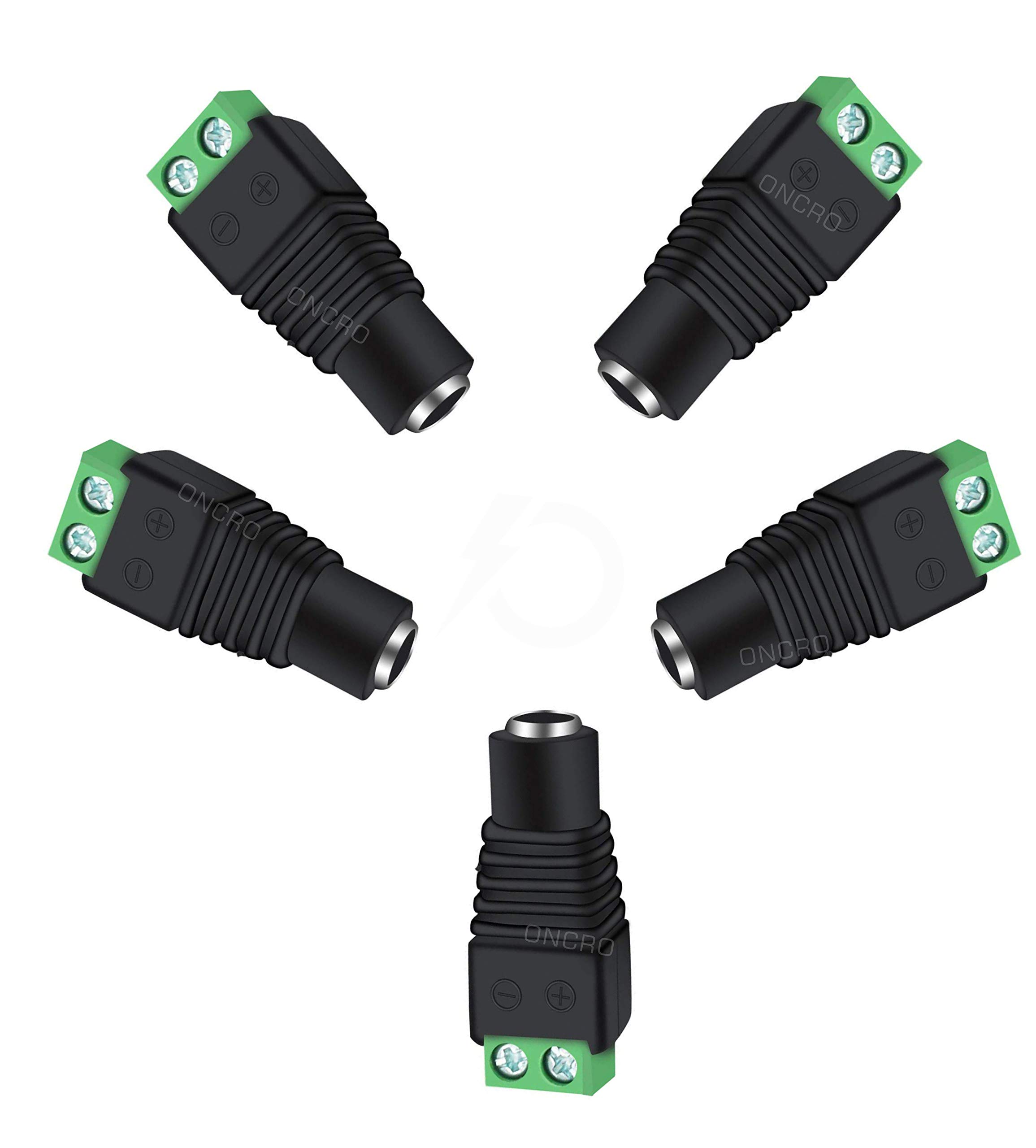 ONCRO® Pack of 5 pcs Green Black, Female DC Connector, 5.5mm x 2.1mm DC ...