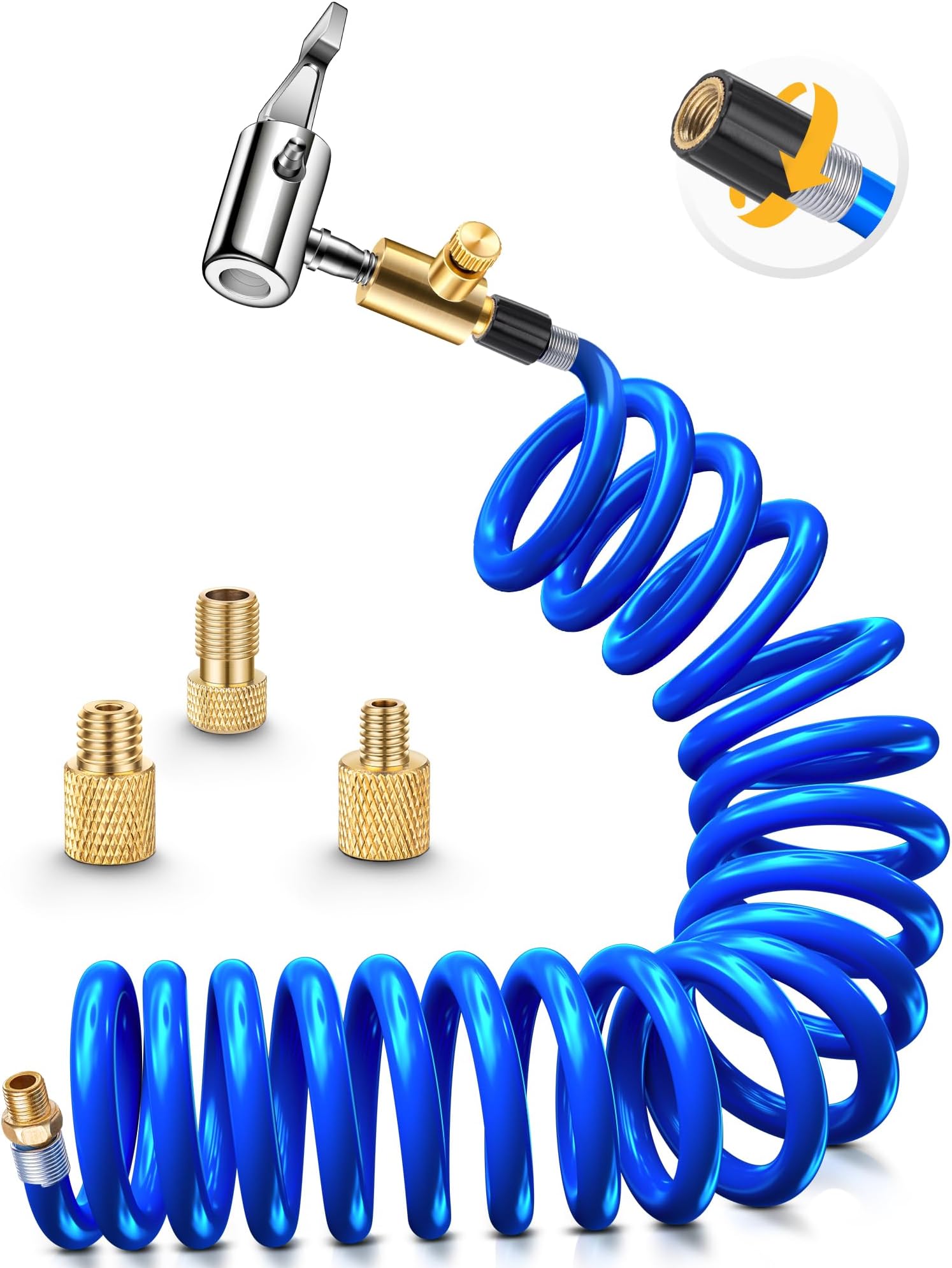 Amazon.com: EVOULTES 2-Way Tire Inflator Adapter Set, 9.8Ft PU Recoil ...