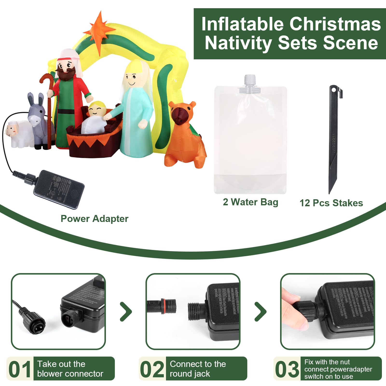 Snapklik.com : 7.5 FT Christmas Inflatable Nativity Scene Decorations ...