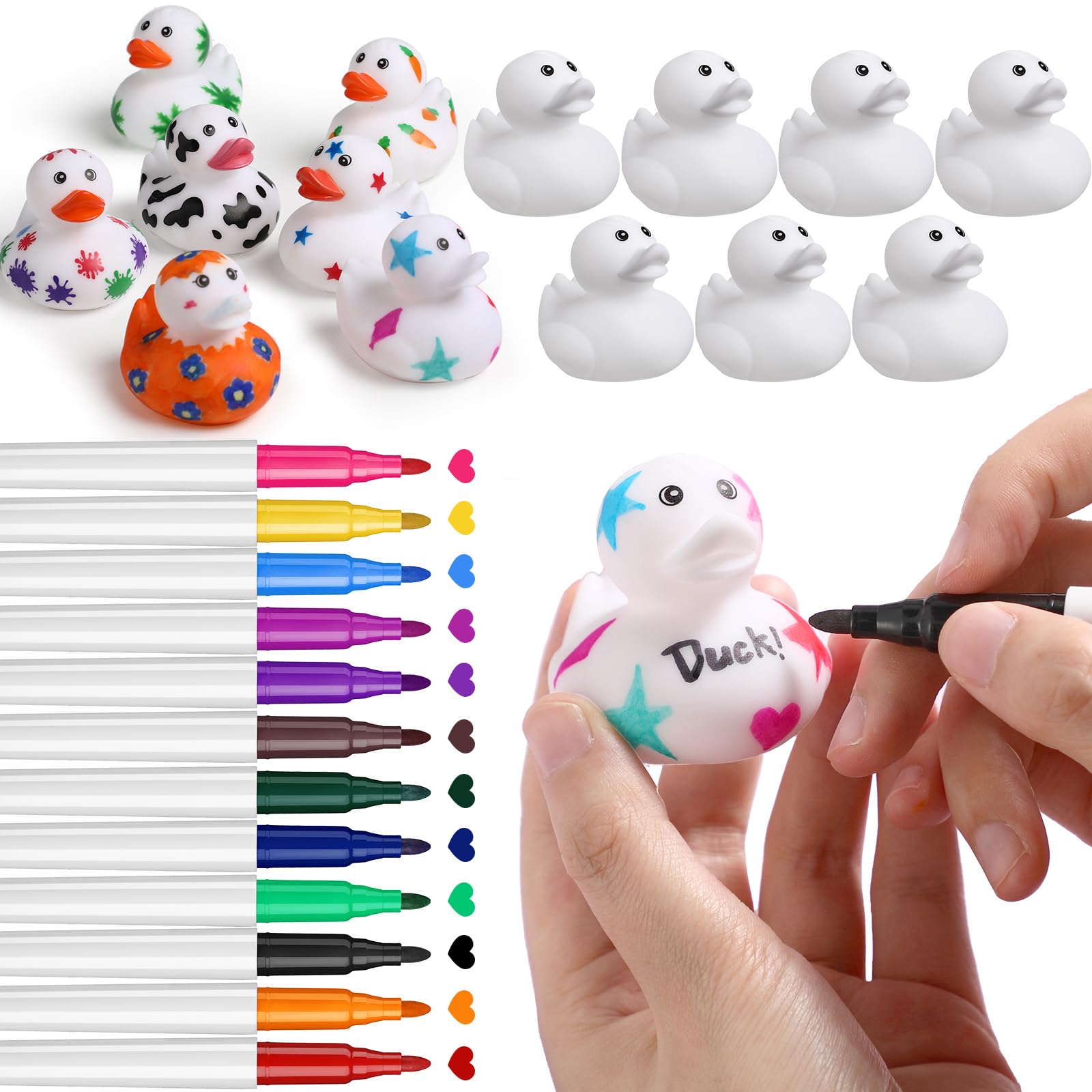 Snapklik.com : Jerify 24 Pcs 2 Inch White Blank Rubber Ducks For Kids ...