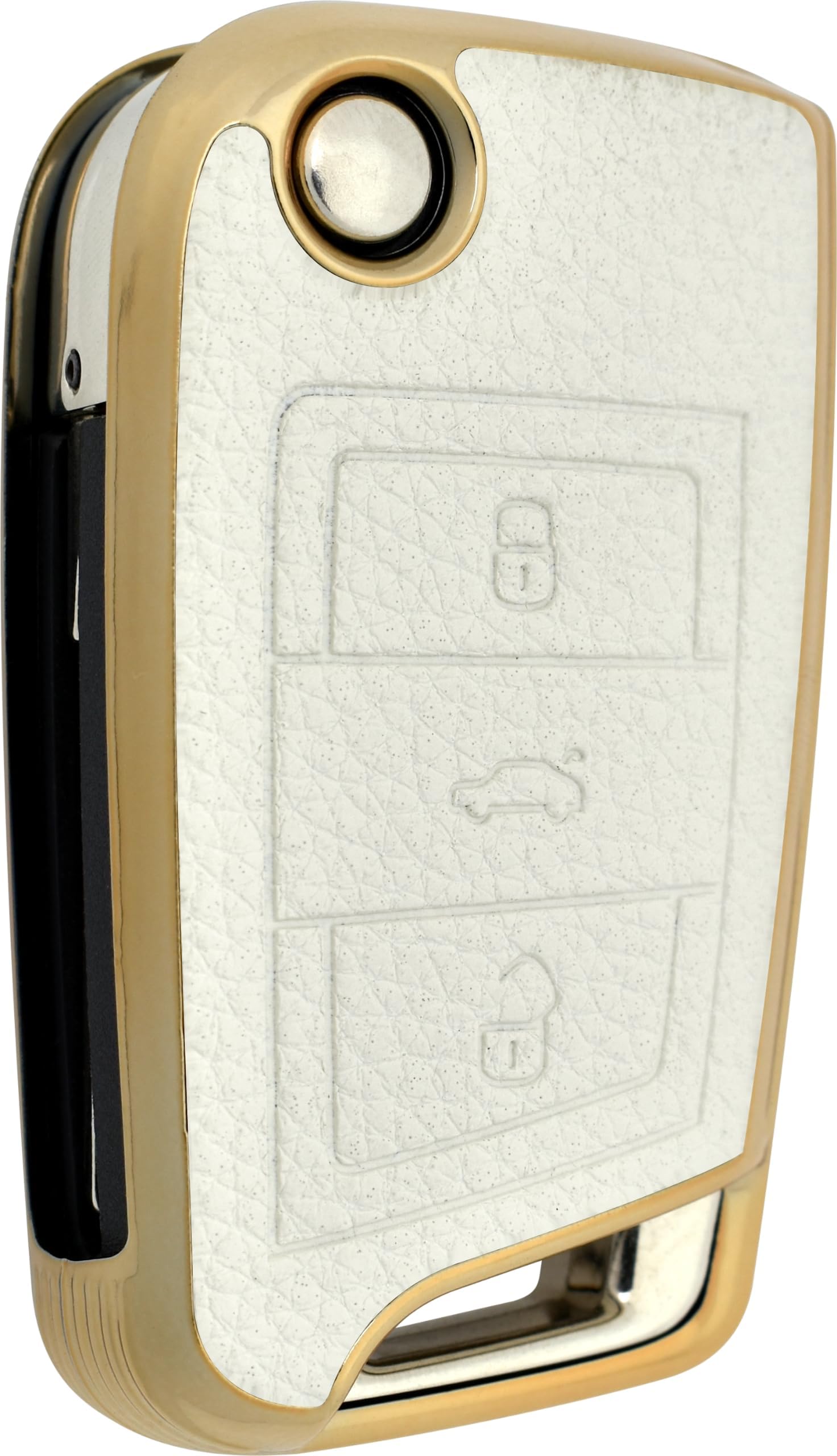 JVCV® Premium Soft Gold Border TPU Leather Pattern Key Cover Compatible ...