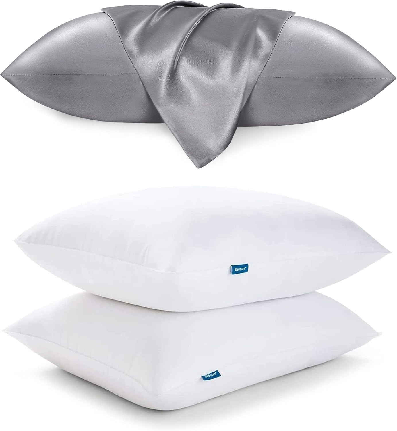 Amazon.com: Bedsure Satin Pillowcase for Hair and Skin Queen with ...