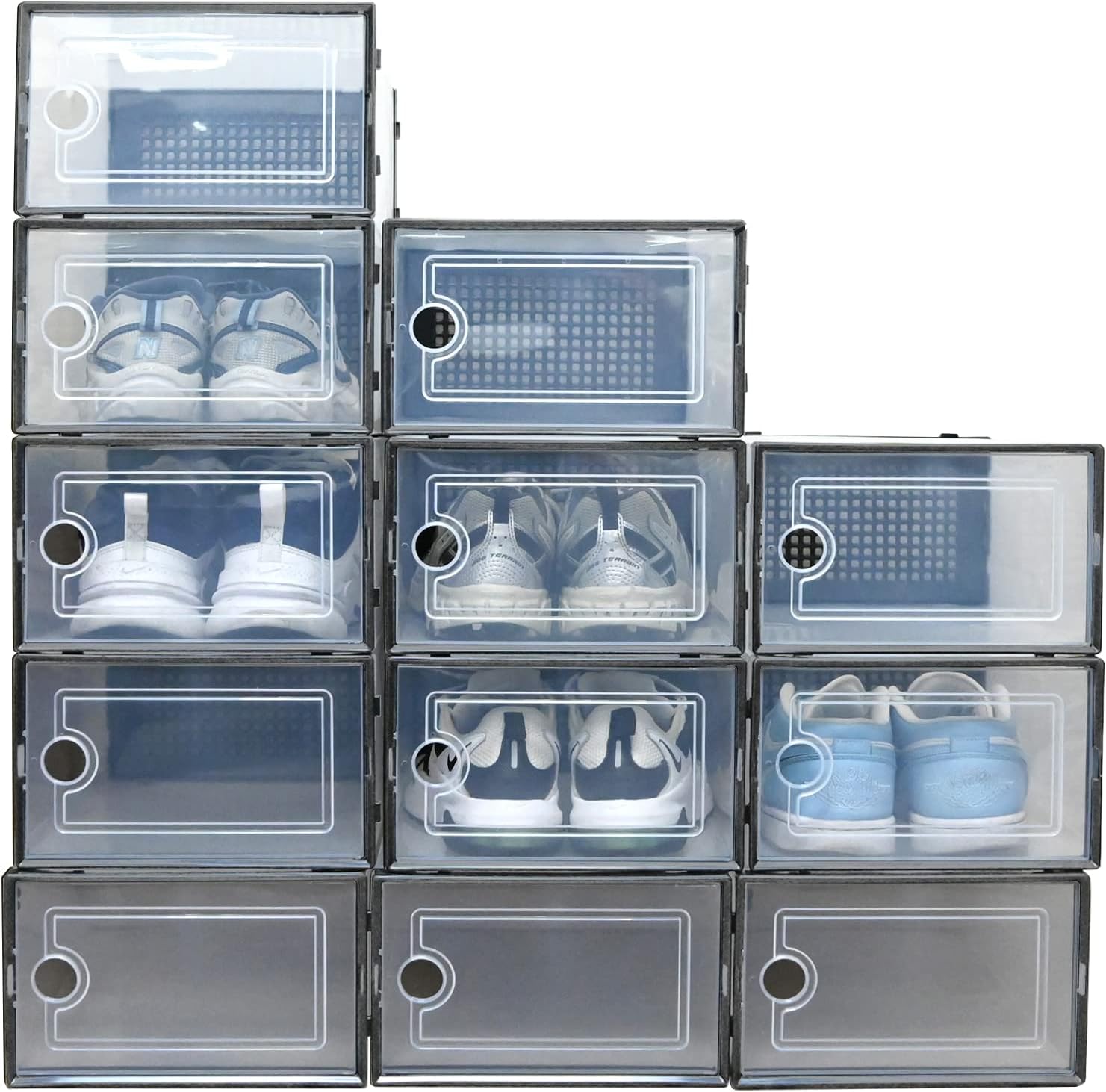 RAM ONLINE 12 Piece Shoe Rack Organiser Cubes With Door Plastic Shoe ...