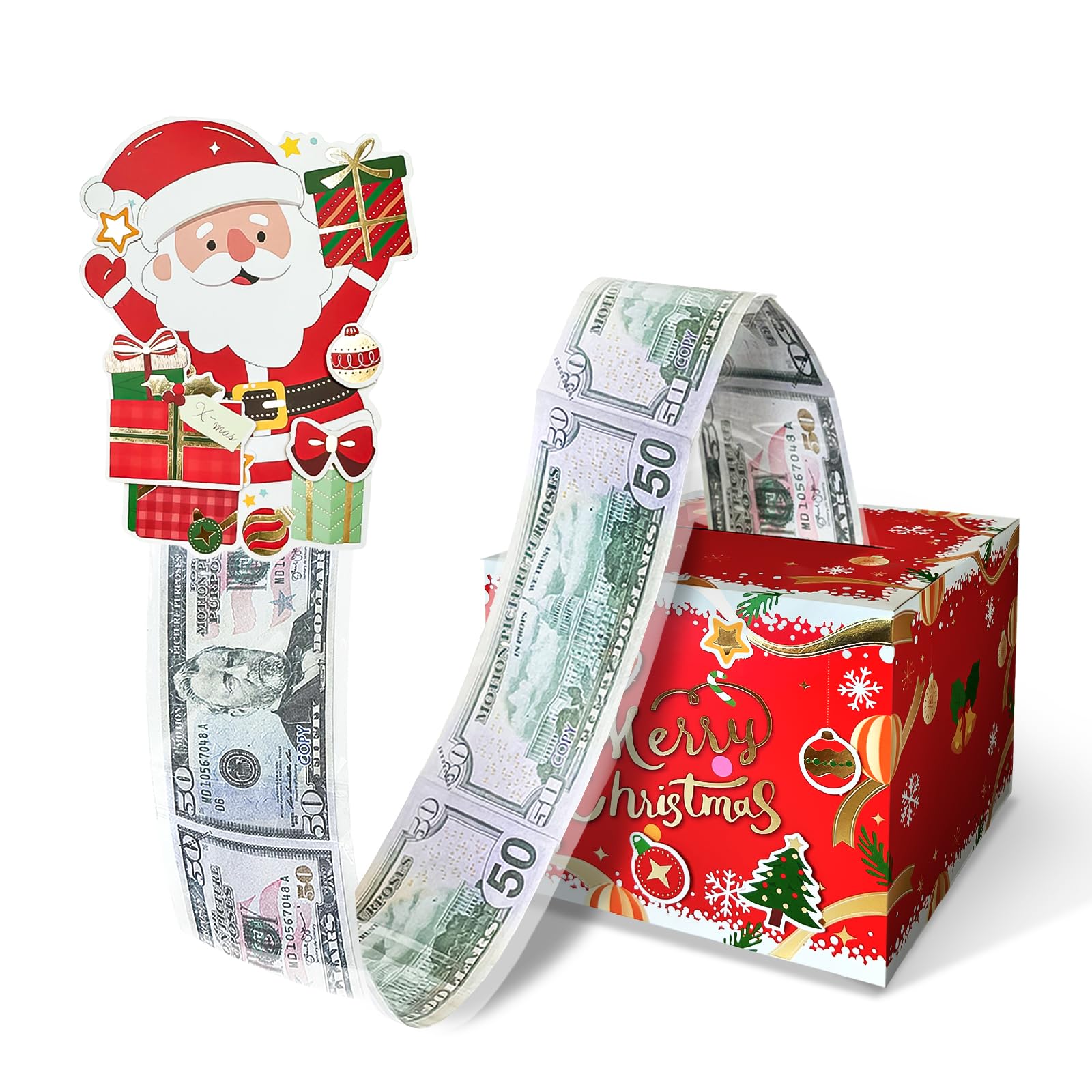 Amazon.com: YAOLIGIFT Christmas Money Box for Cash Gift Pull, Surprise ...