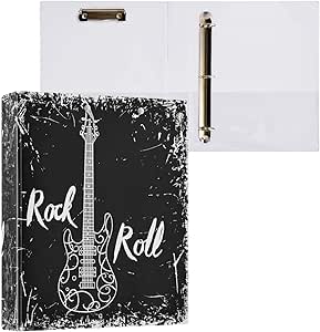 Amazon.com : ALAZA 3 Ring Binder Electric Rock Guitar Grunge Black ...
