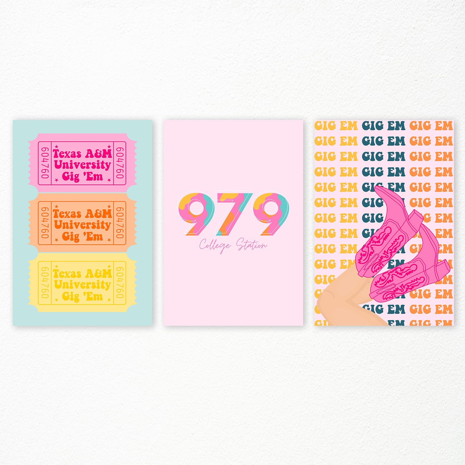 Amazon.com: nghtuiyocw Colorful 3 Piece Pink Poster, Trendy Ticket ...