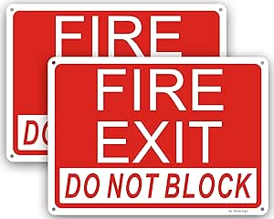 2 Pack Fire Exit Do Not Block Sign,10" x 7" Reflective Aluminum Sign ...