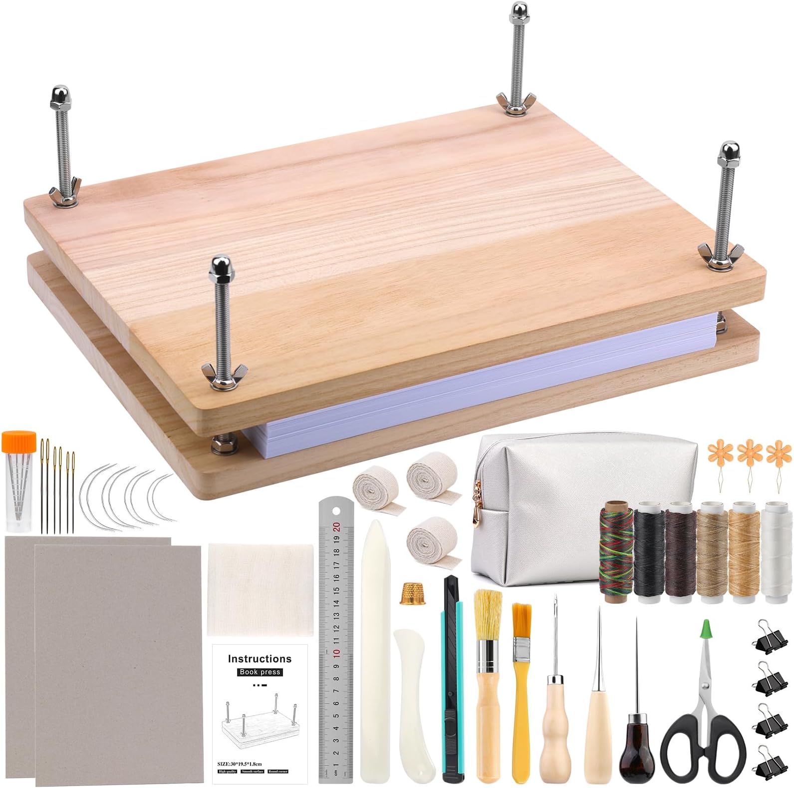 Amazon.com : Book Binding Kits, Bamboo Wood Book Press with Plastic ...