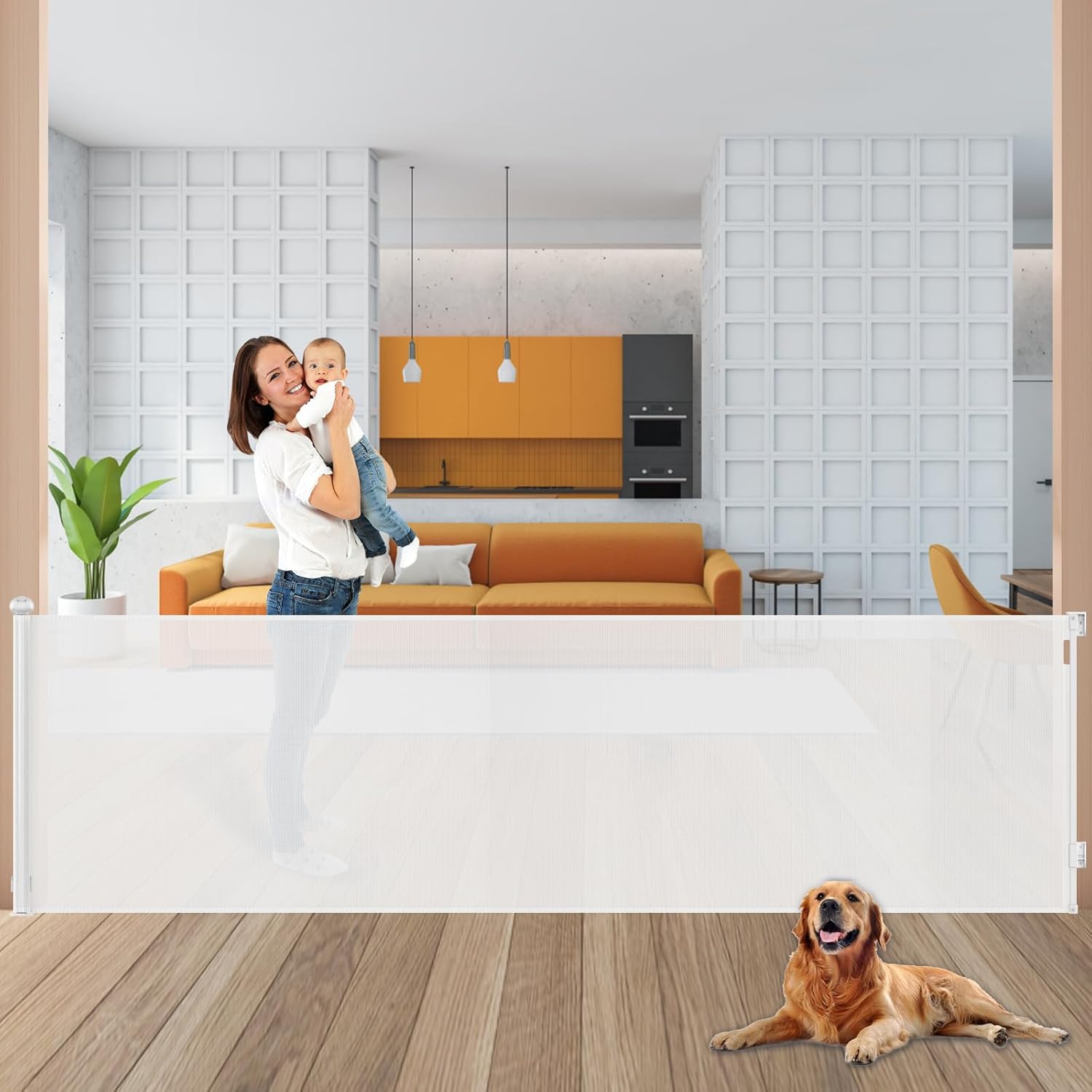 Amazon.com: ERARROW Extra Wide Retractable Baby Gates,118 Inch Extra ...