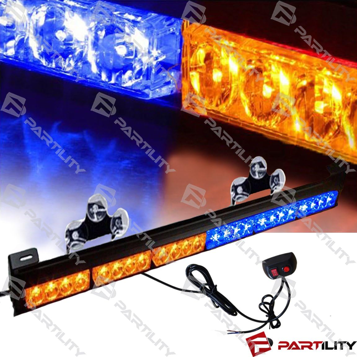 Amazon.com: 25" Blue Amber LED Light Bar Roof Suction Top Emergency ...