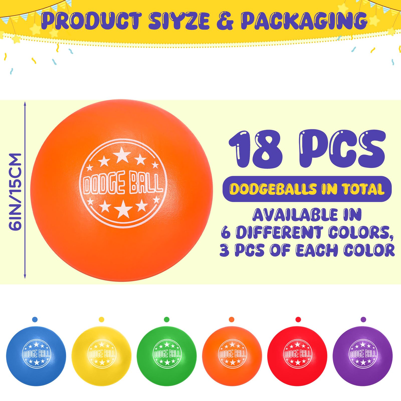 Snapklik.com : 18 Pack Foam Dodgeball Set, 6 Inch Soft Skin, Non Sting ...