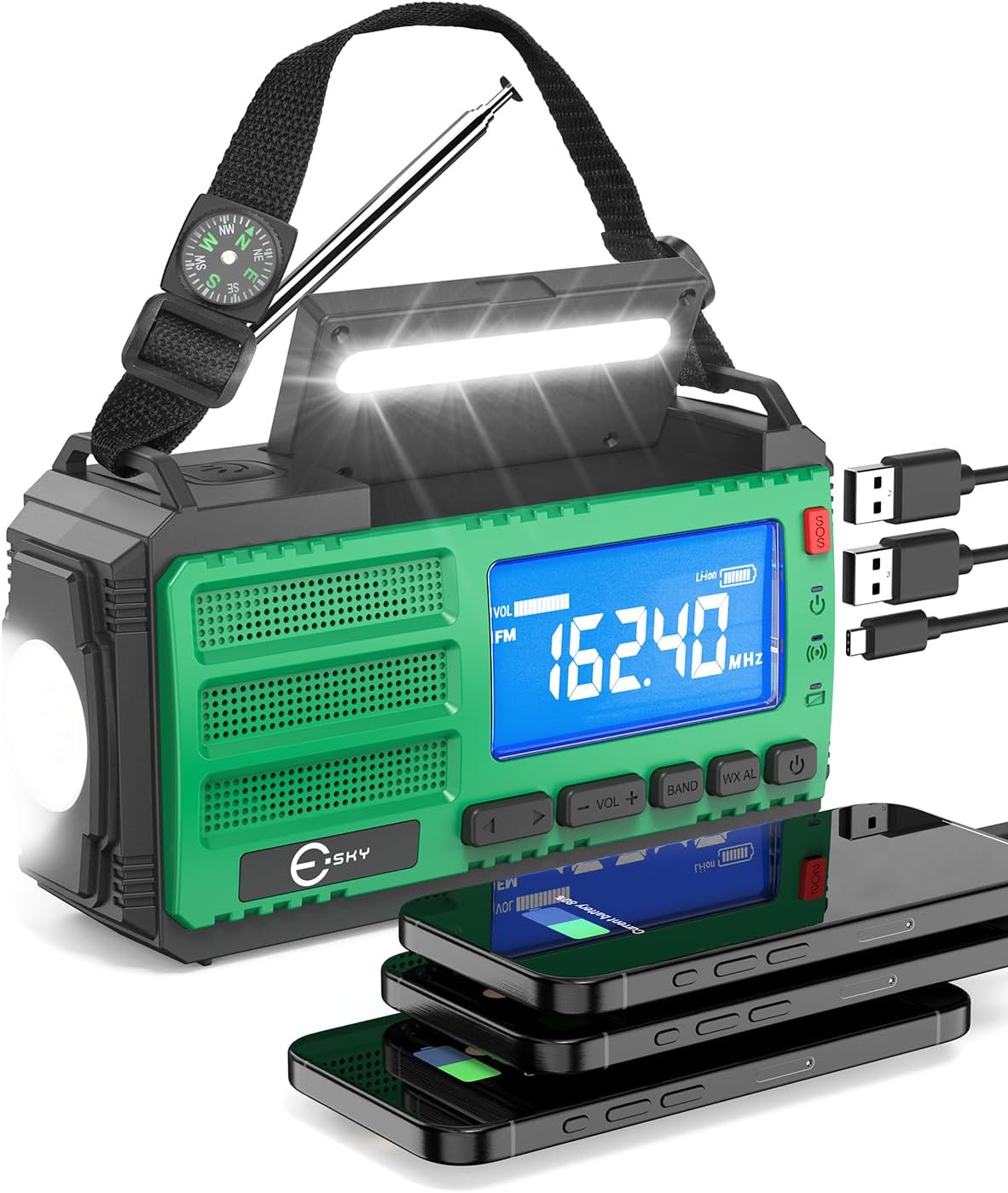 Amazon.com: Esky 10000mAh/37000mWh Emergency Hand Crank Radio, AM/FM ...