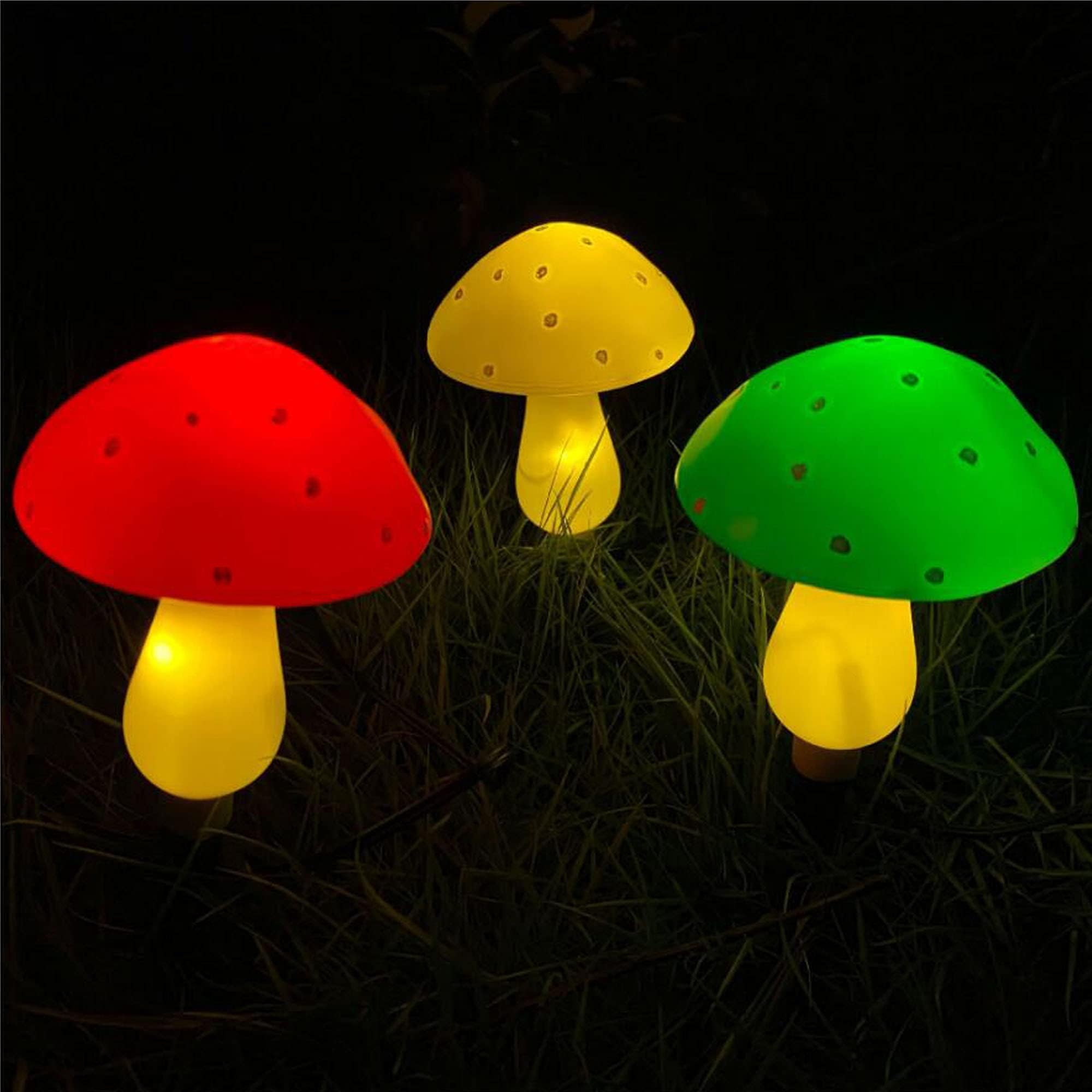 Way To Happiness Giant Red Mushroom Solar Light - 12''H Glass and Metal ...