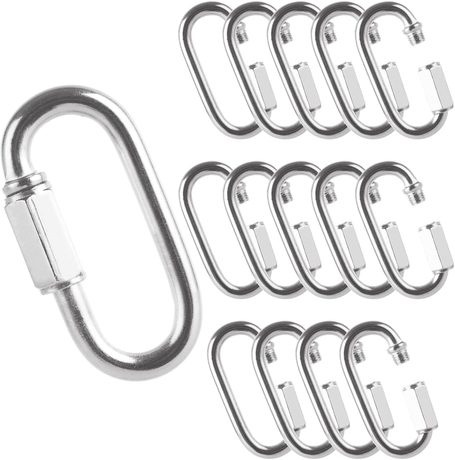 Amazon.com: AKOLAFE 15PCS Locking Carabiner Heavy Duty M6 Stainless ...