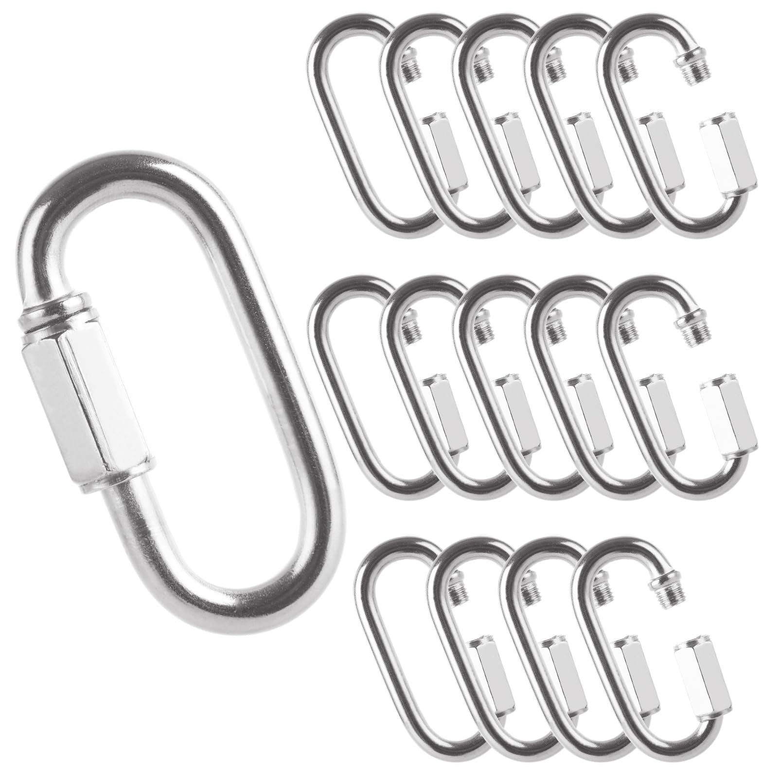 Amazon.com: AKOLAFE 15PCS Locking Carabiner Heavy Duty M6 Stainless ...