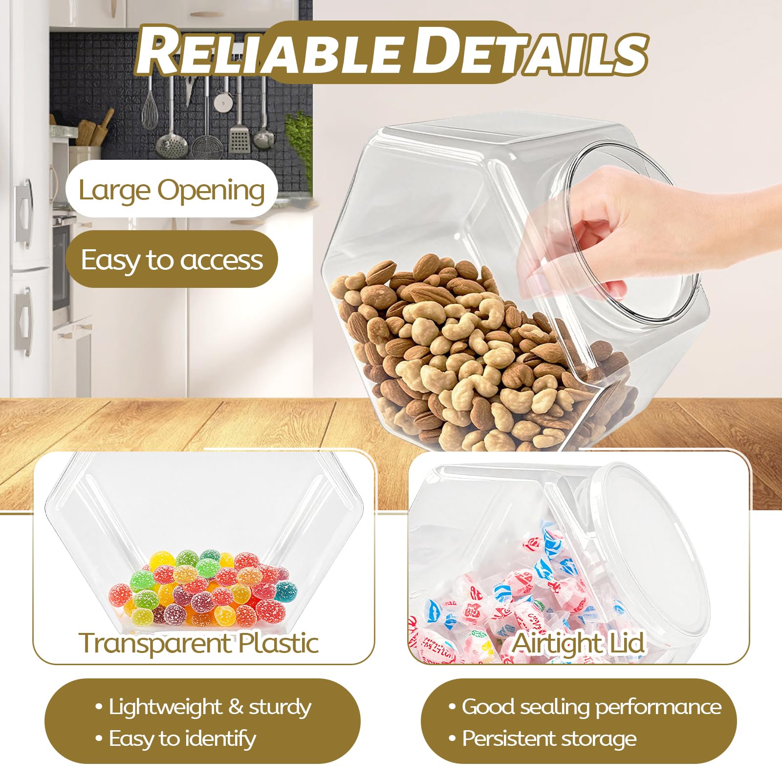 Snapklik.com : Woozettn Plastic Candy Jar,Hexagon Cookie Jars For ...