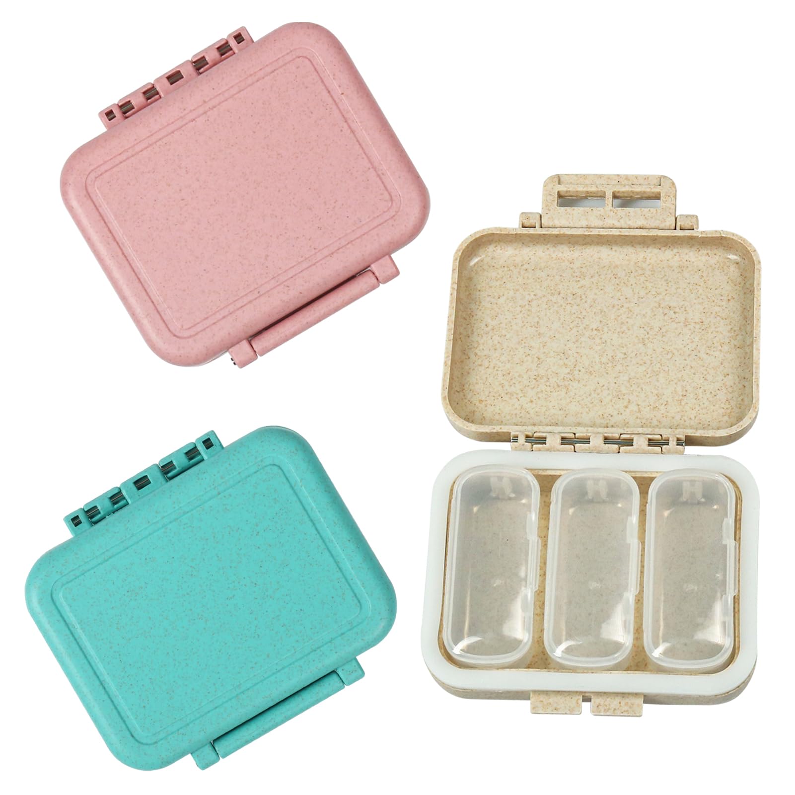 HRX Package 3pcs Pill Organizer Travel, Small Pill Container Daily Pill ...