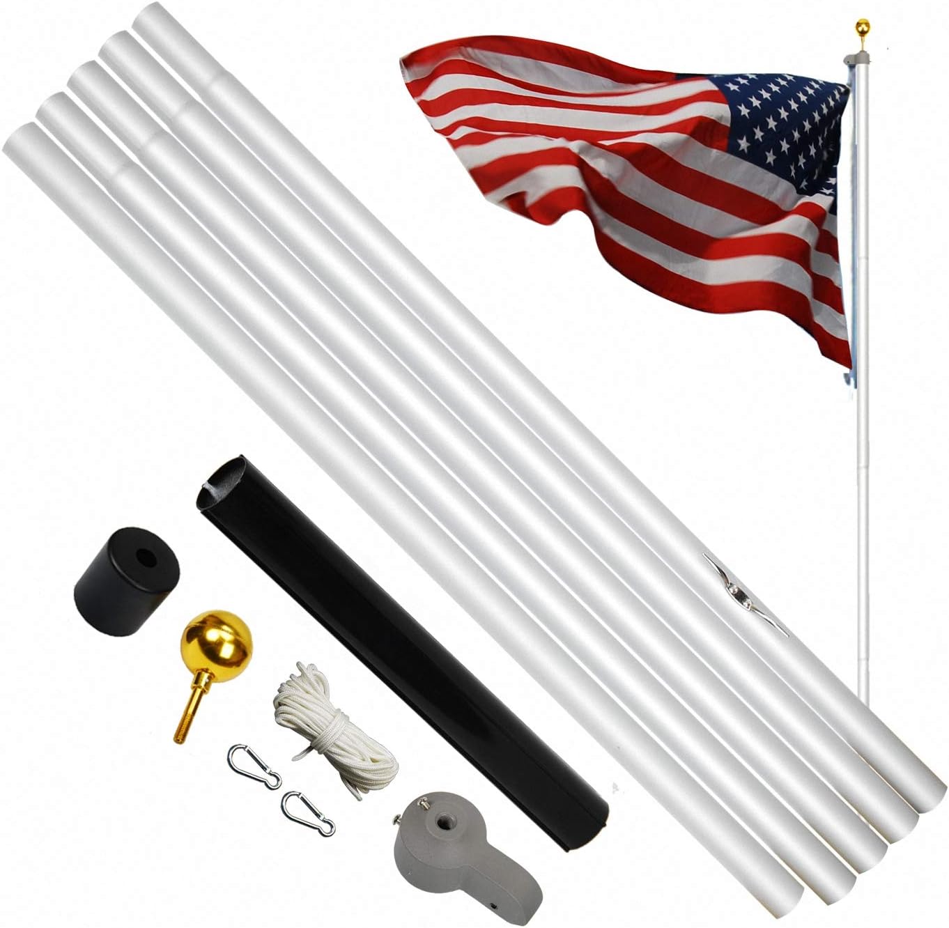 Amazon.com: AONEFLAGS Flag Poles for Outside in Ground，20FT Super Thick ...