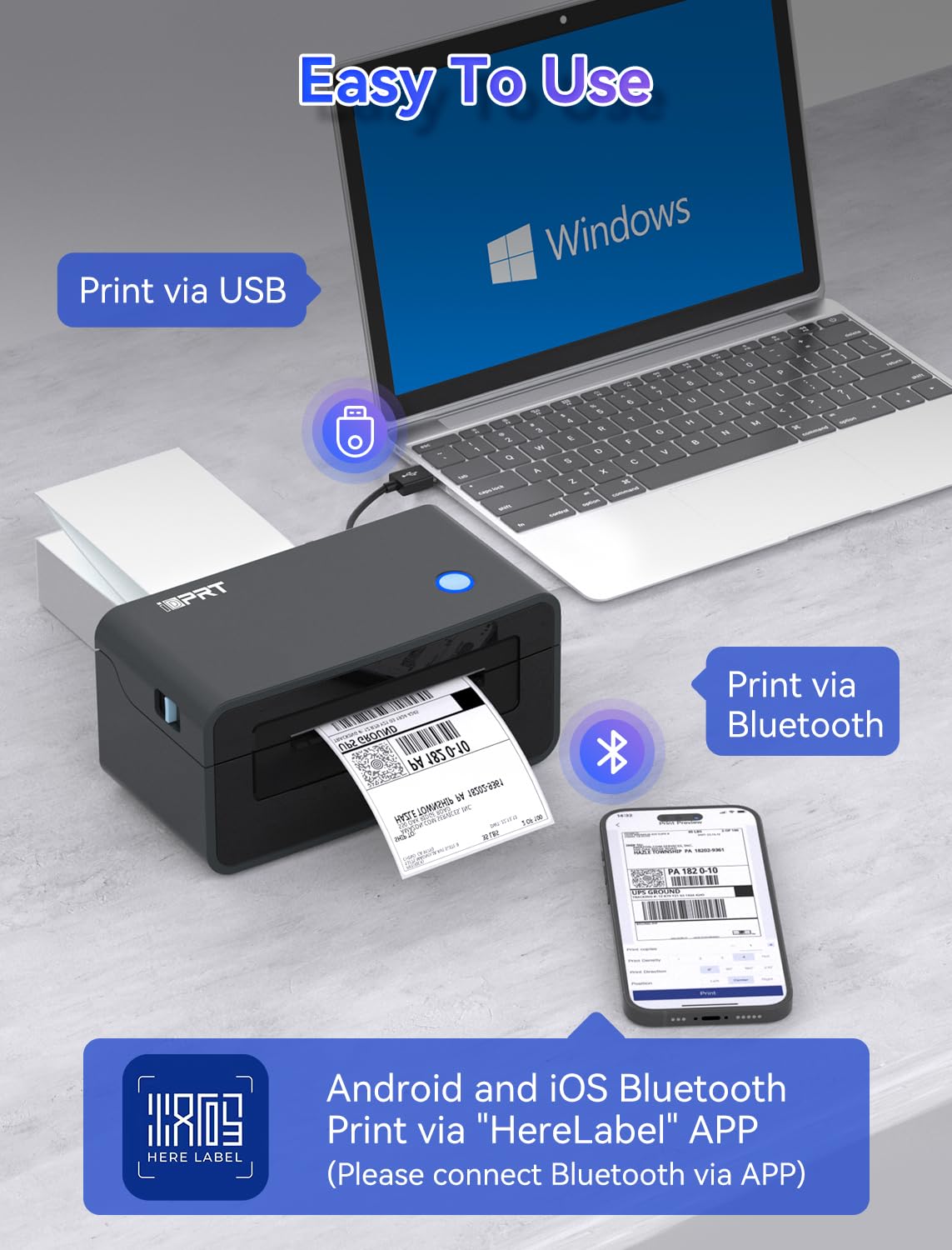 Snapklik.com : 4X6 Shipping Label Printer, Bluetooth Thermal Label ...