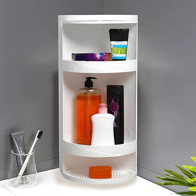 PRIME PICK Bathroom Rotating Triangle Storage Rack | 360 Degree ...