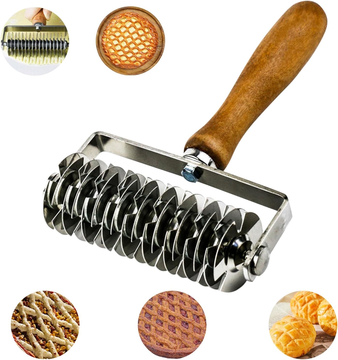 Stainless Steel Pastry Cutter, Lattice Pastry Cutter with Wooden Handle ...