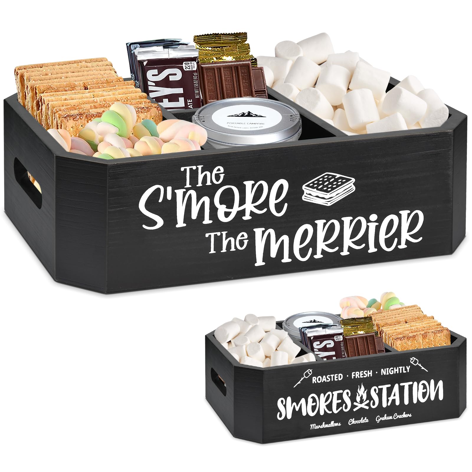 Buy Smores Caddy, Wooden S'mores Station with Handles, Farmhouse Smores ...