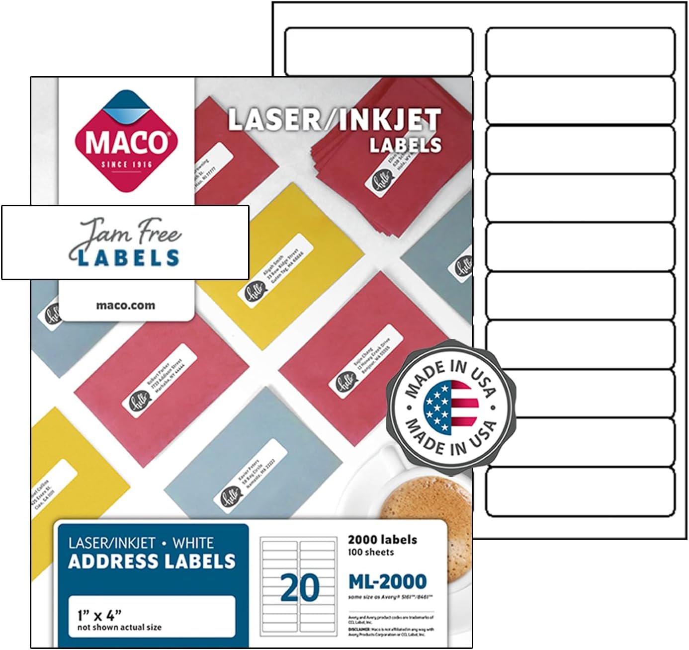 Amazon.com : MACO COVER-ALL Printable Labels for Shipping - Laser/Ink ...