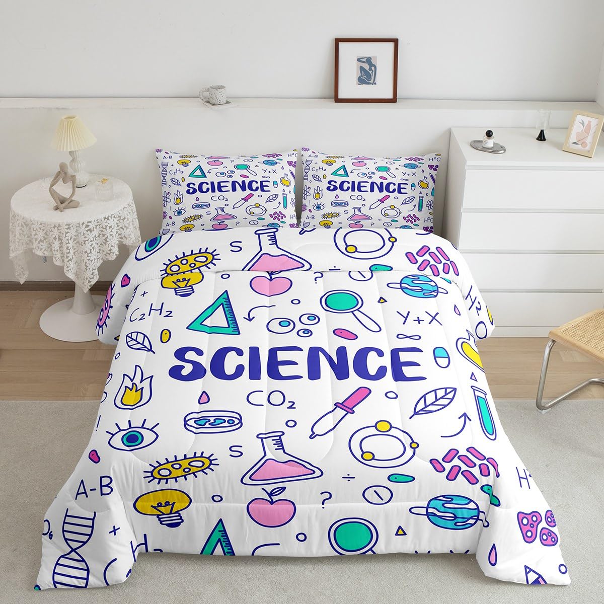 Amazon.com: Science Theme Comforter Set Science formula Bedding Queen ...