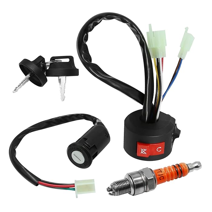 Buy 4 Wires Ignition Switch Key with Cap+3 Function Left Starter Switch ...