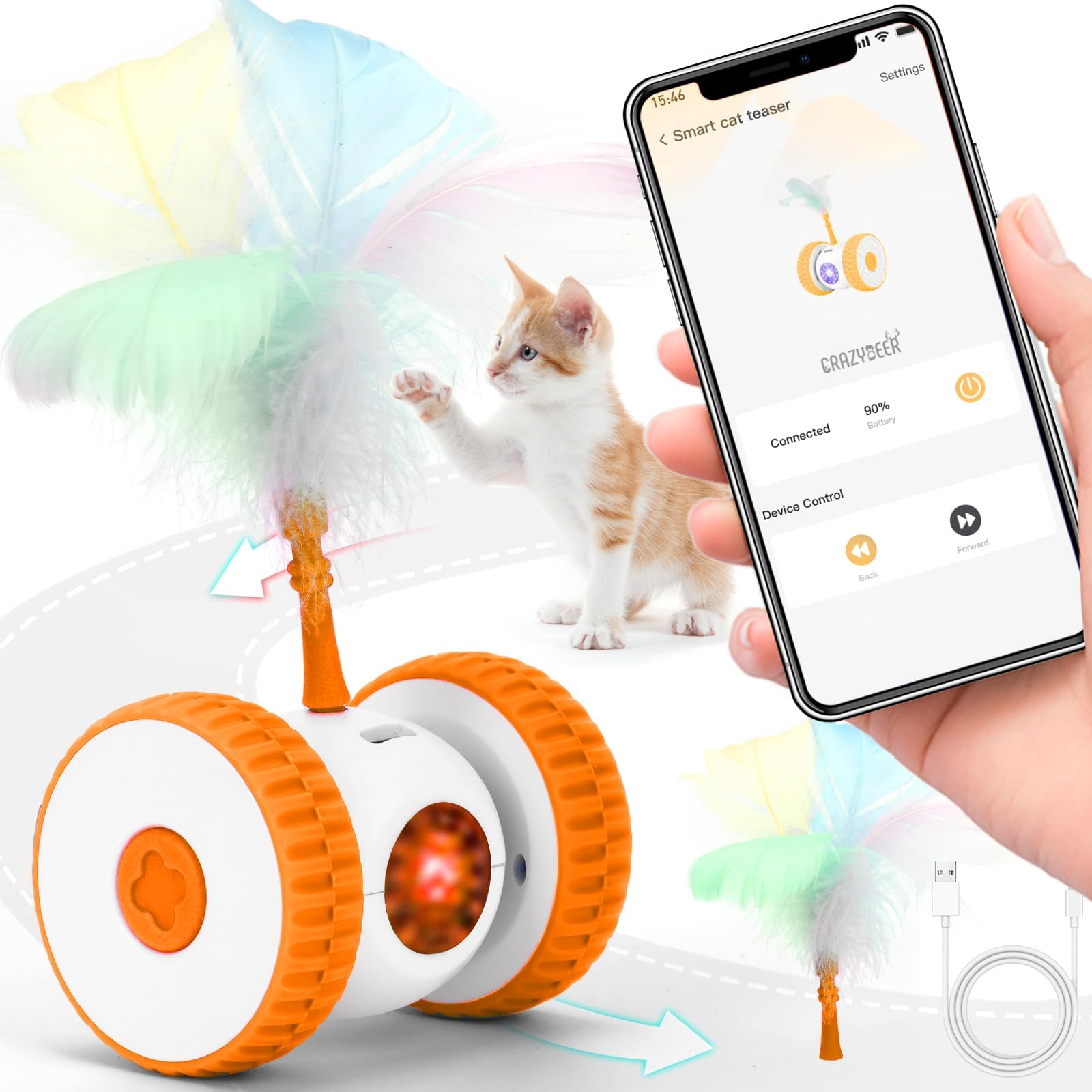 Amazon.com : Cat Toys Cat Remote Control Toy, APP Bluetooth Connect ...