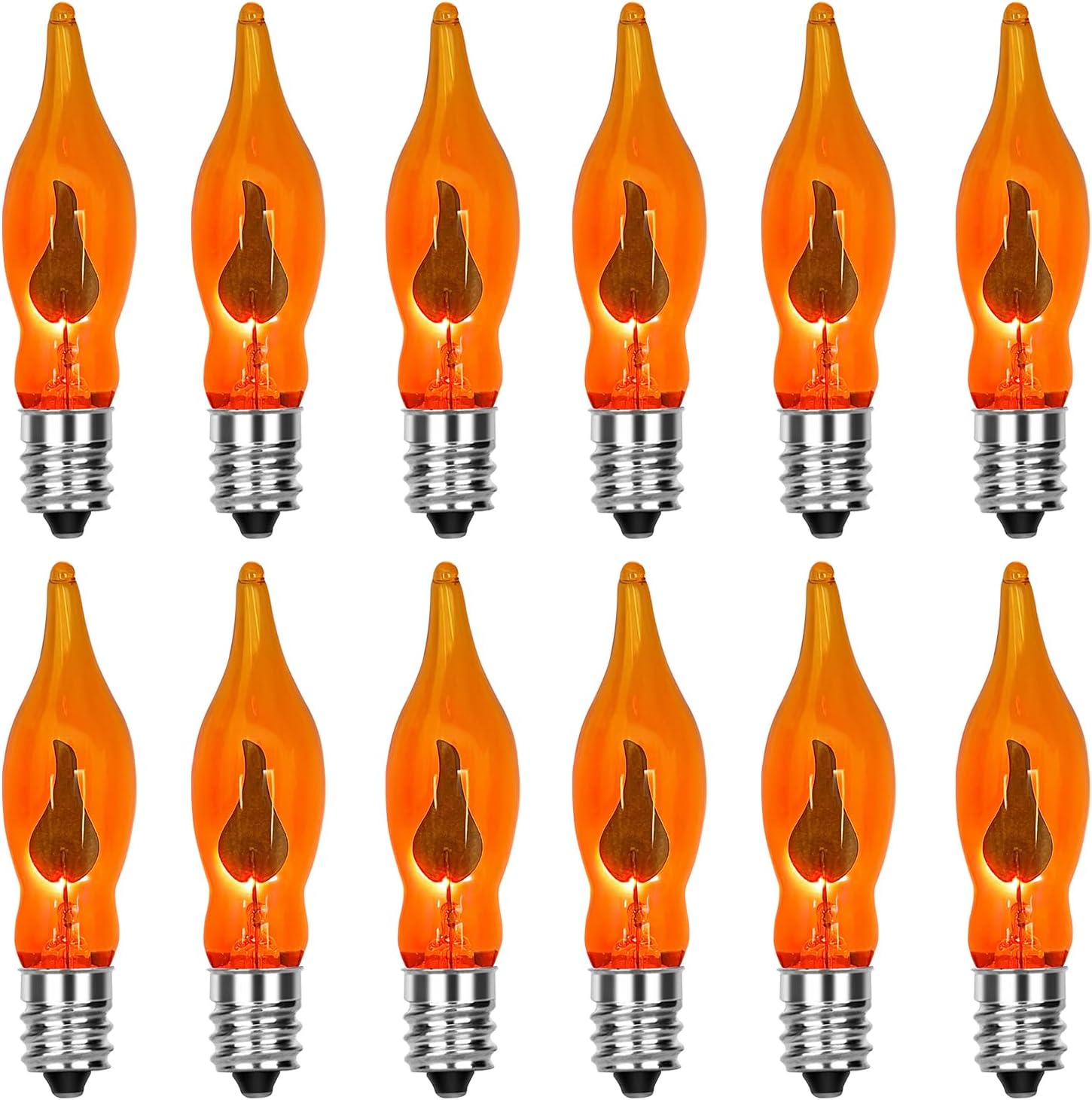 12 Pack Flicker Flame Light Bulbs, C18 Halloween Orange Flame ...
