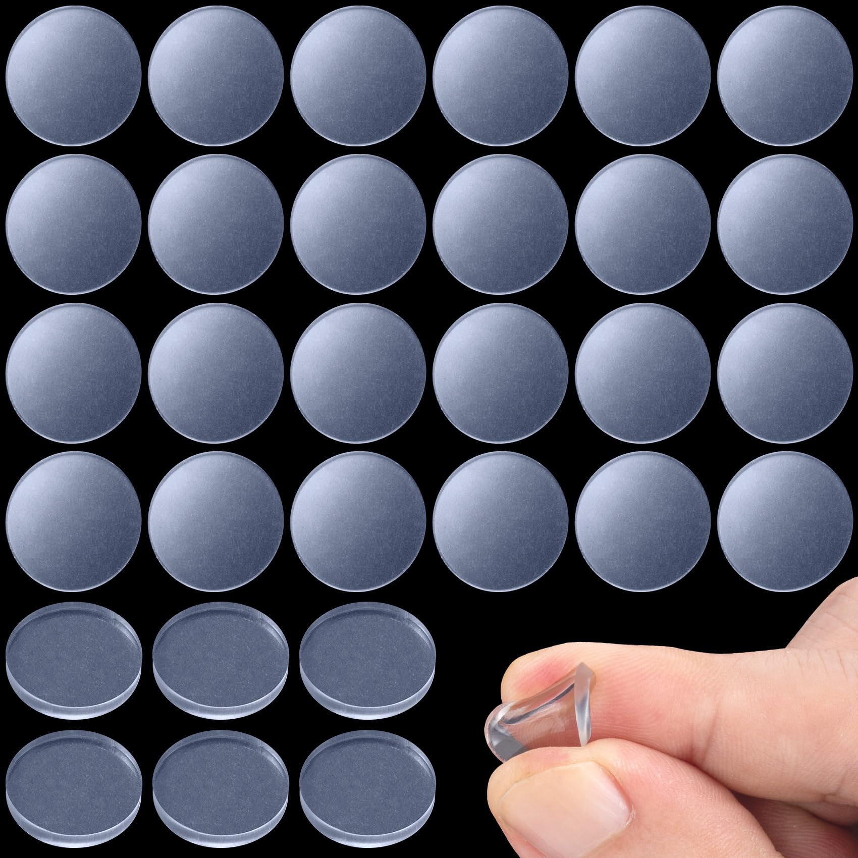 OIIKI 30 PCS Anti Slip Glass Table Top Bumpers Pads, 15 x 2 mm Round ...