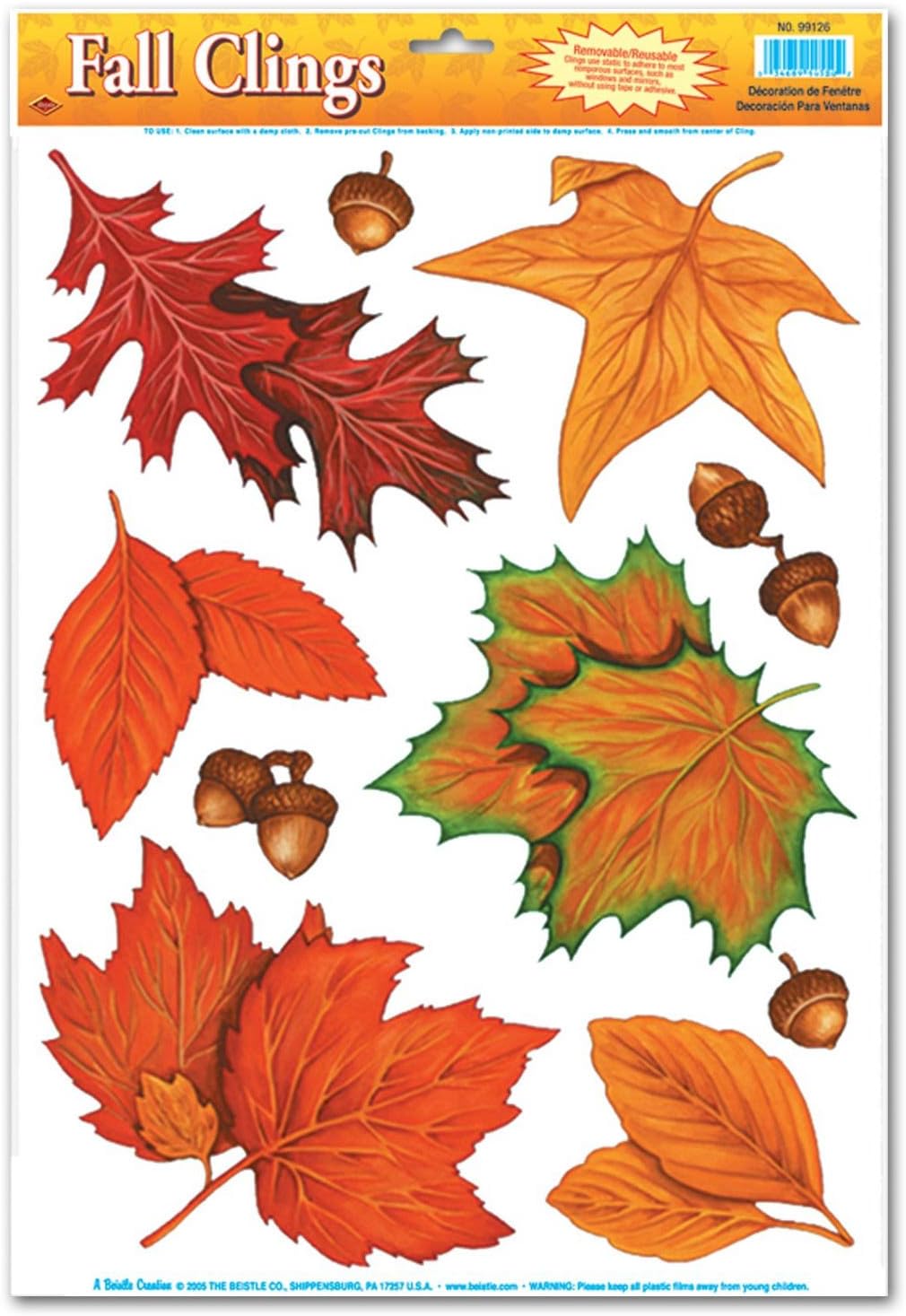 Amazon.com: Fall Leaf Window Clings (Pack of 1) : Home & Kitchen