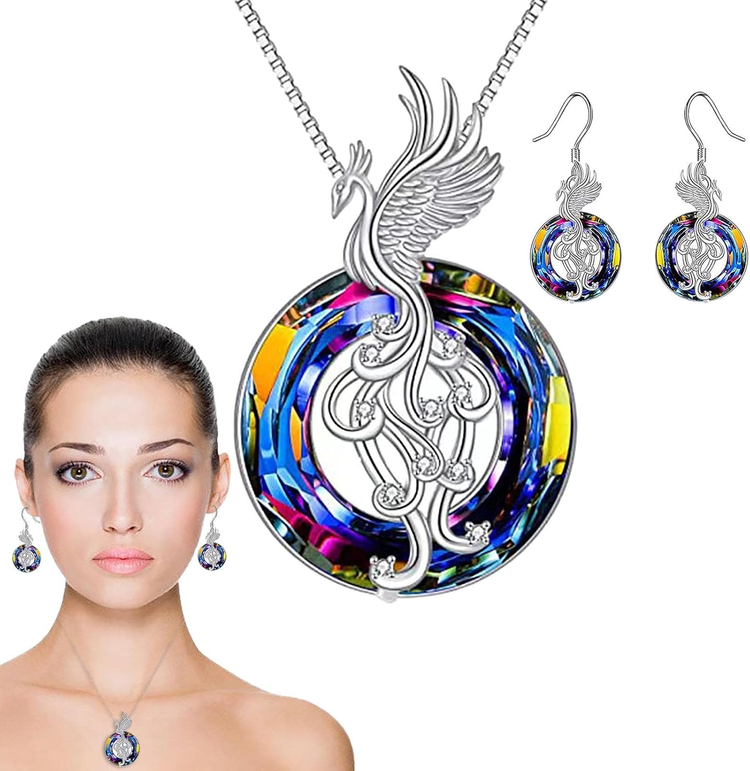 Crystal Phoenix Pendant Necklace | Firebird Crystal Pendant Jewelry ...