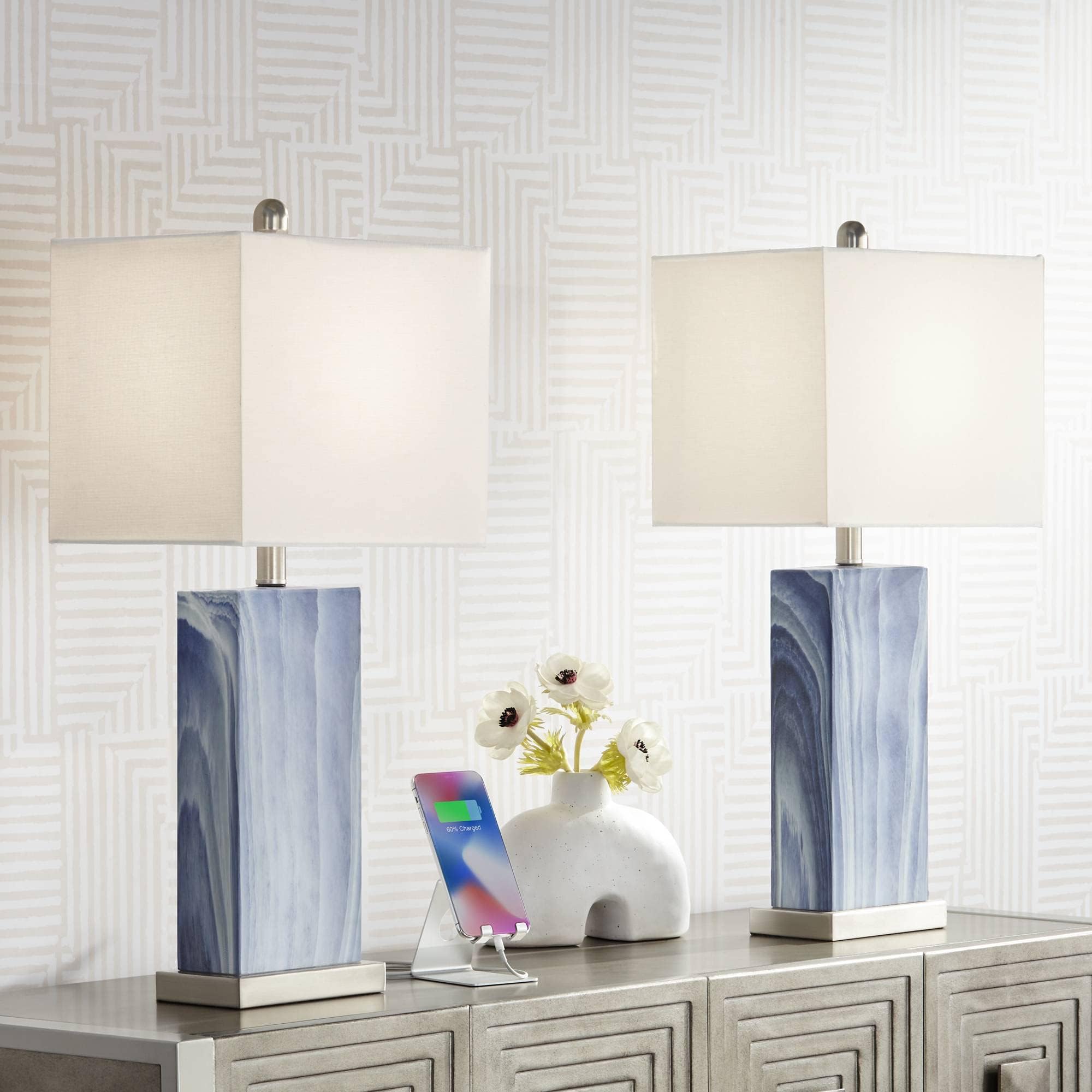 360 Lighting Mendes Modern Coastal Table Lamp 26 1/2" High Brushed ...