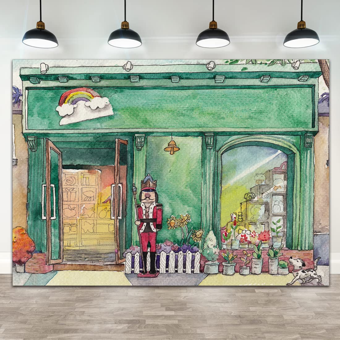 Buy Lofaris Toy Shop Backdrop Sweet Shoppe Christmas Green Winter ...