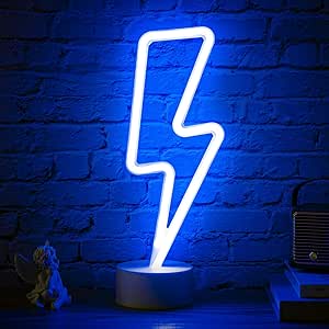 XIYUNTE Lightning Bolt Neon Signs with Base, USB or Battery Powered ...