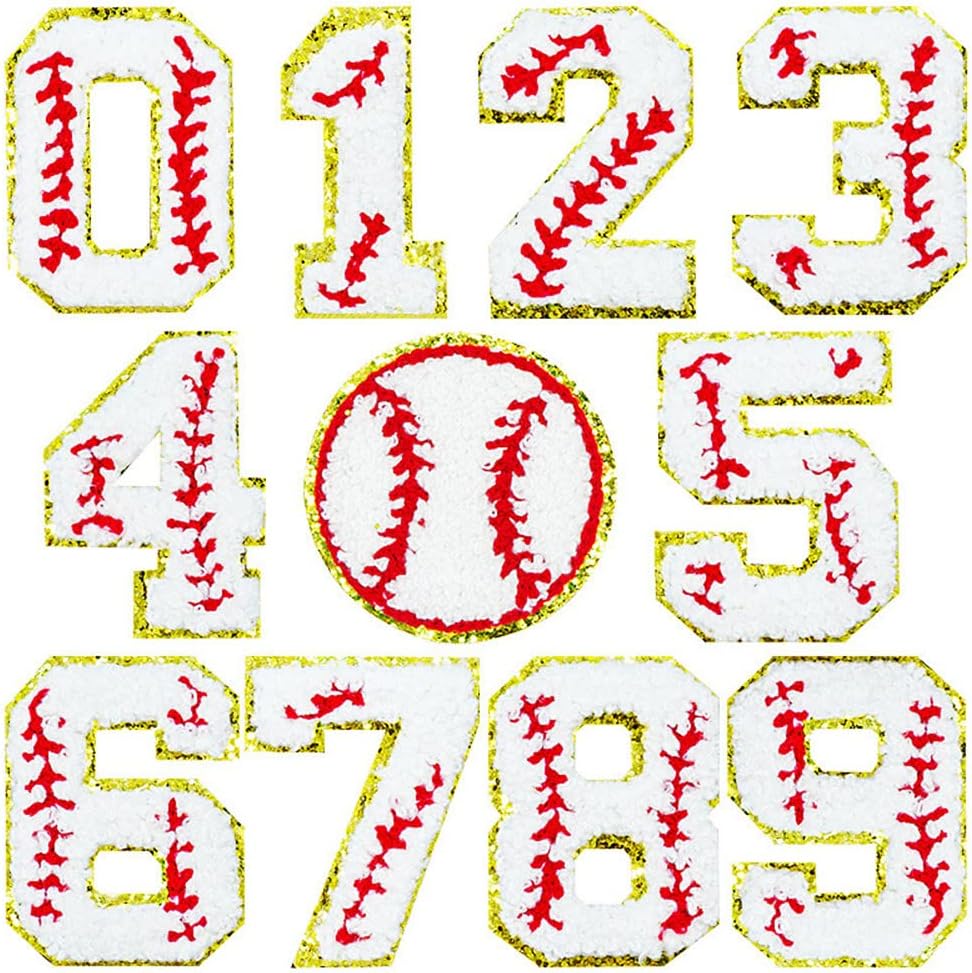 Amazon.com: 11pcs Number Iron On Patches, Baseball Style 0-9 Number ...