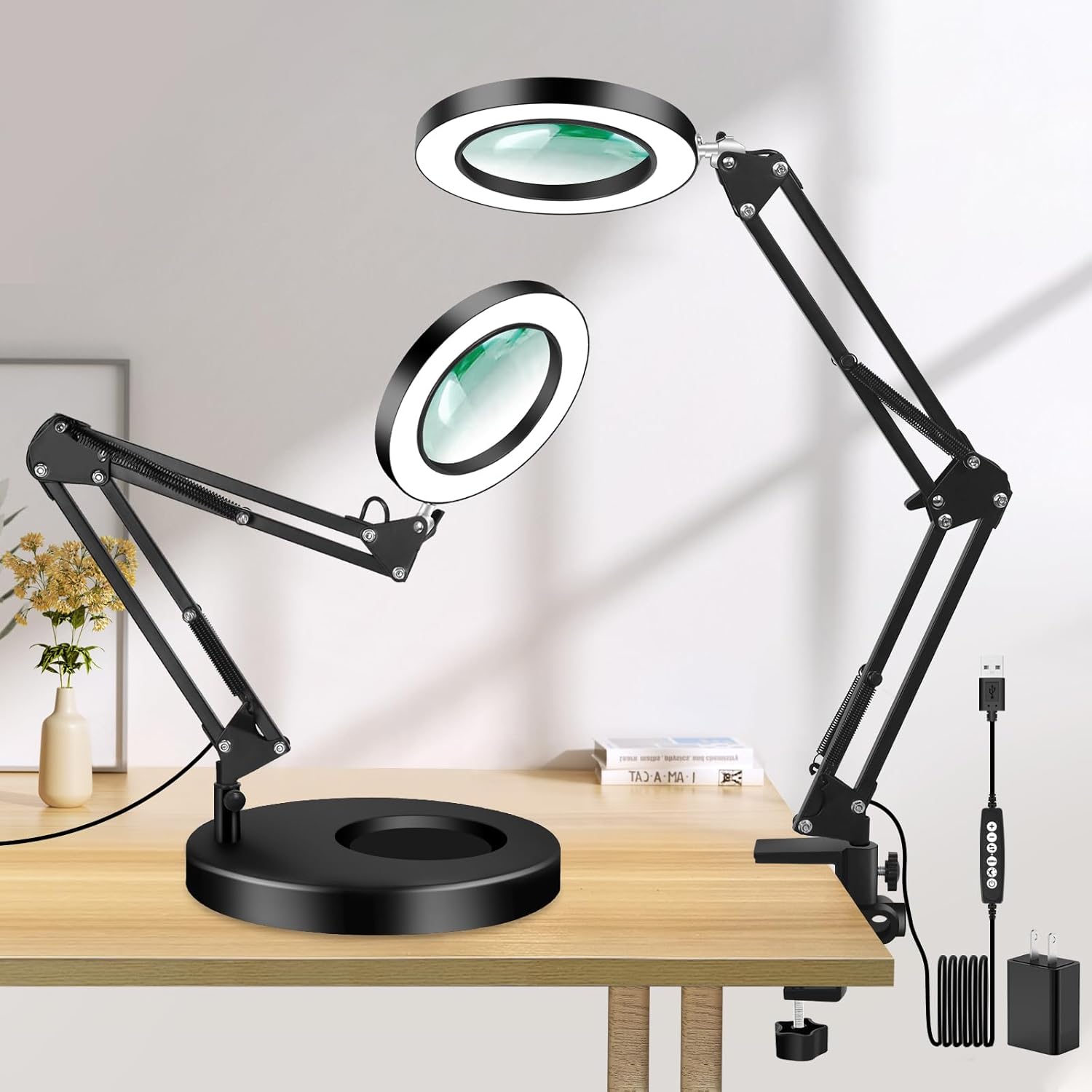 Amazon.com: Lupa de 8 x 2 en 1 con luz, lámpara de escritorio con lupa ...