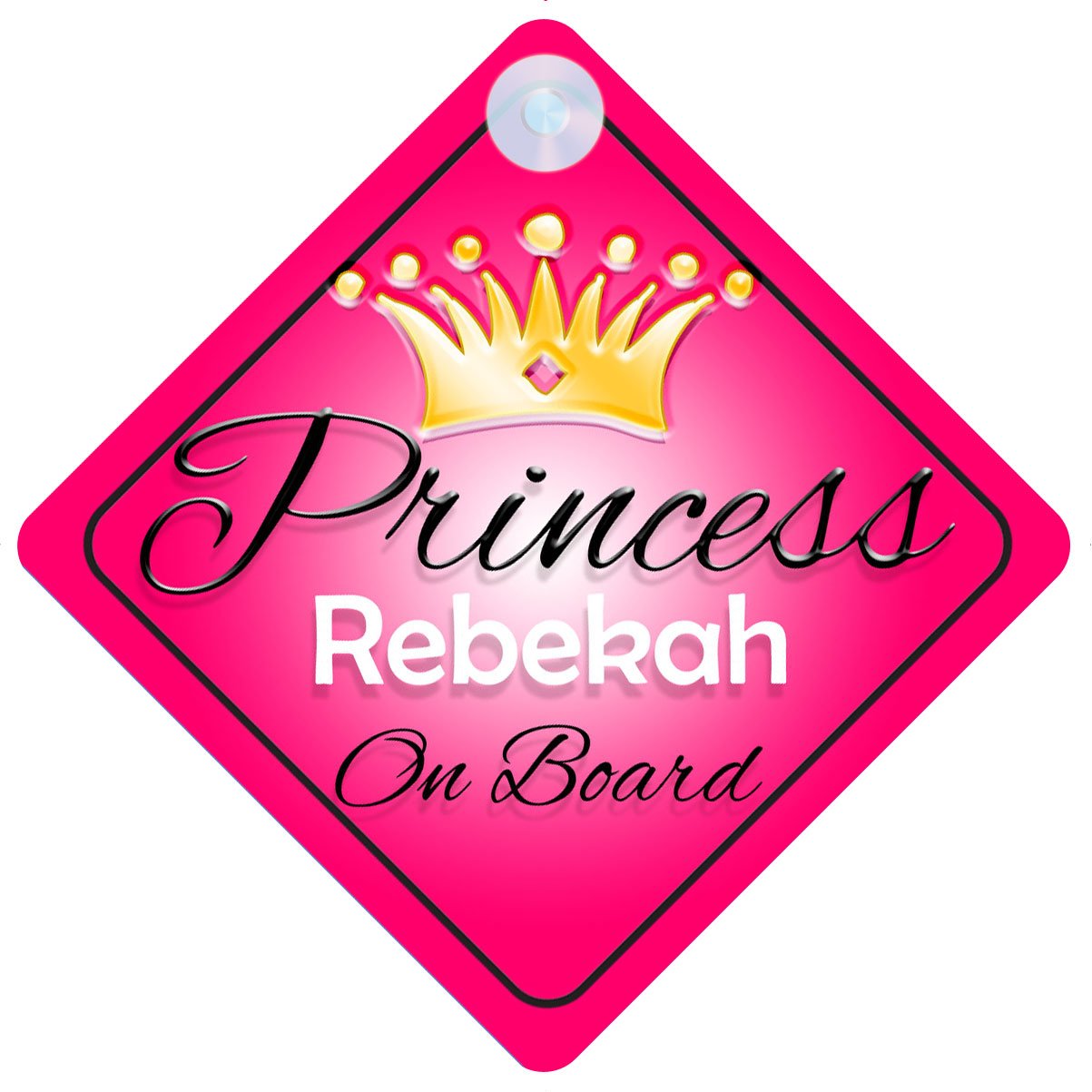 Amazon.com: Princess Rebekah On Board Personalised Girl Car Sign Baby ...
