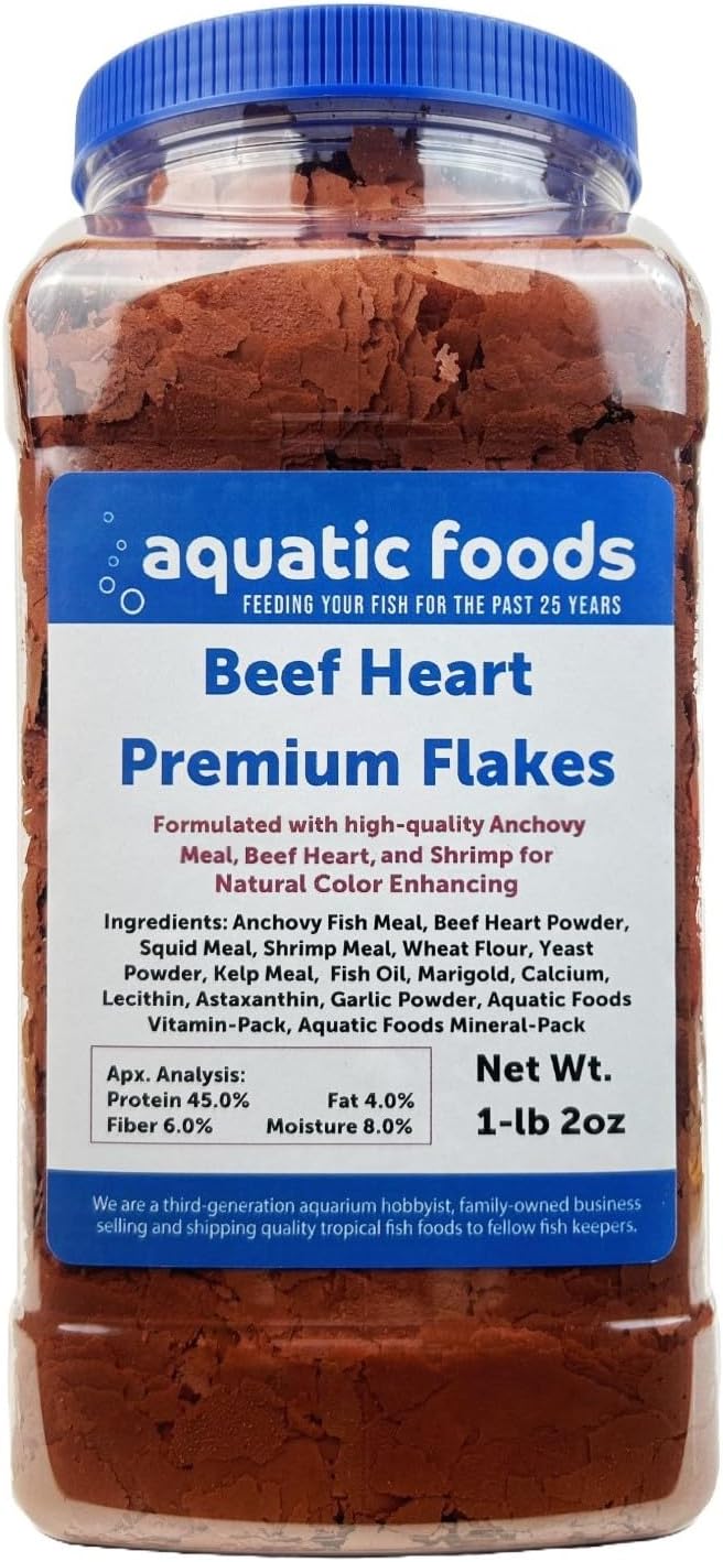 Amazon.com : Aquatic Foods Inc. Beef Heart Enhanced Premium Flakes for ...