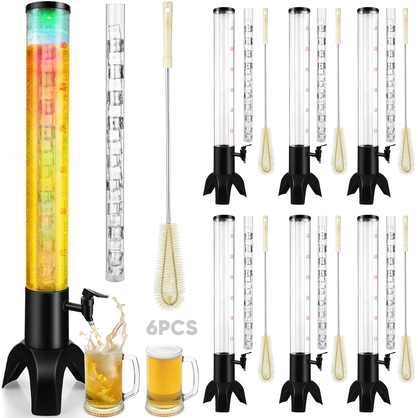 Amazon.com | COSYOO 6PCS Drink Tower, 3L Mimosa Tower Dispenser With ...
